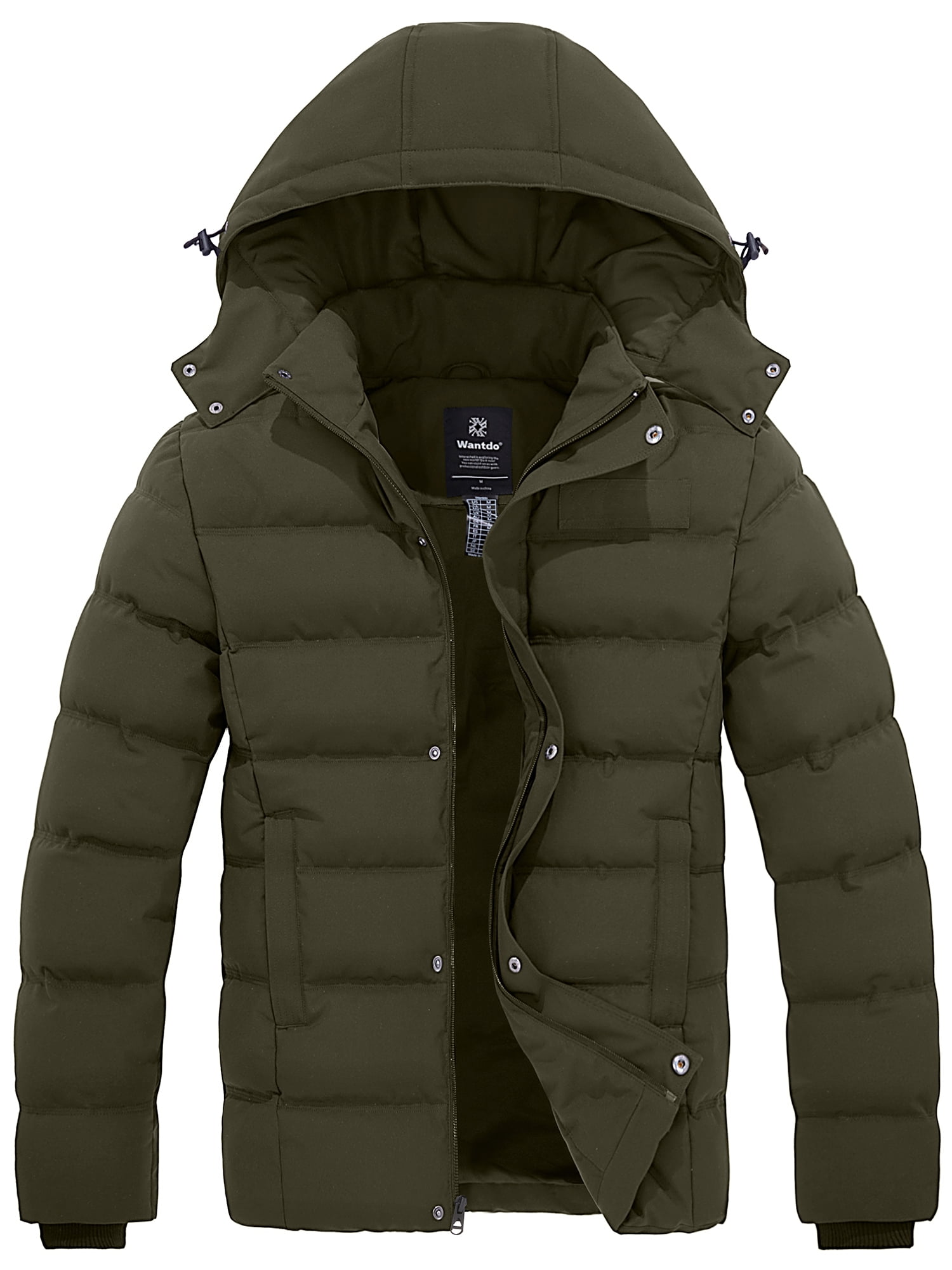 Wantdo Men's Winter Puffer Jacket, Waterproof, Quilted, Army Green ...