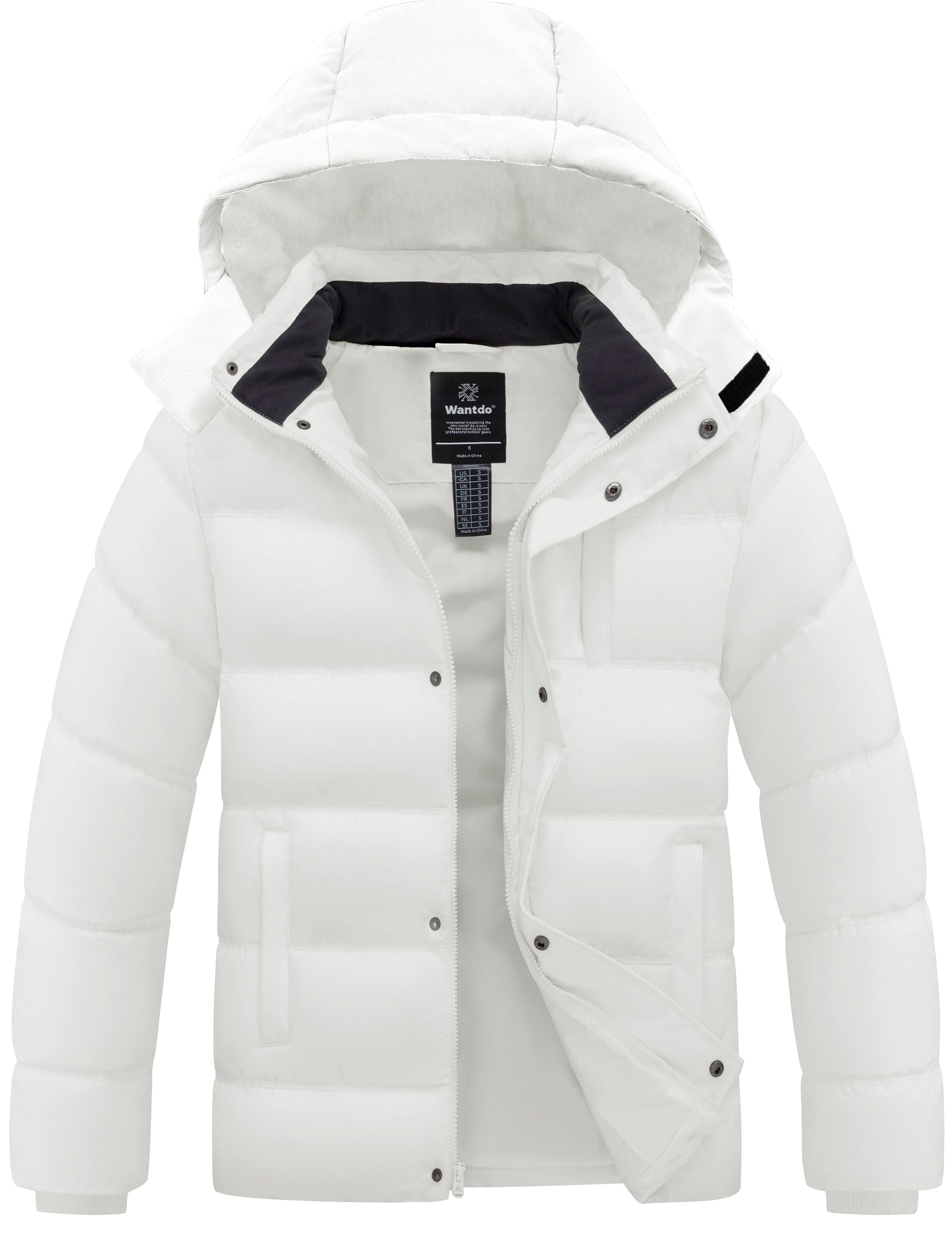 Wantdo Men's Winter Jacket Recycled Winter Coat Hooded Waterproof ...