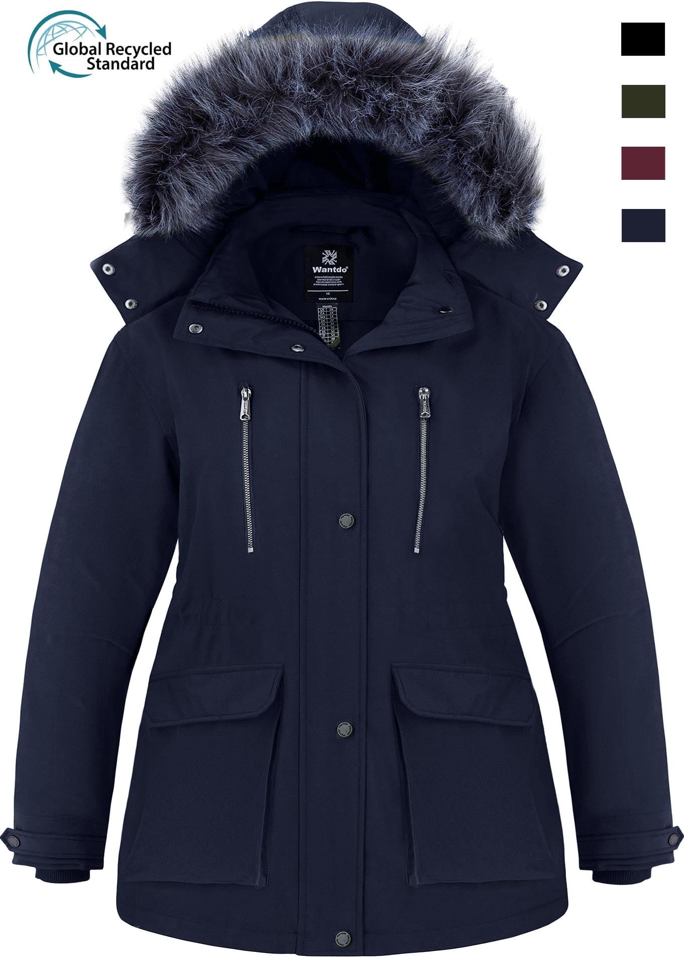 Wantdo Women's Big and Tall Winter Jacket Quilted Hooded Winter Coat ...