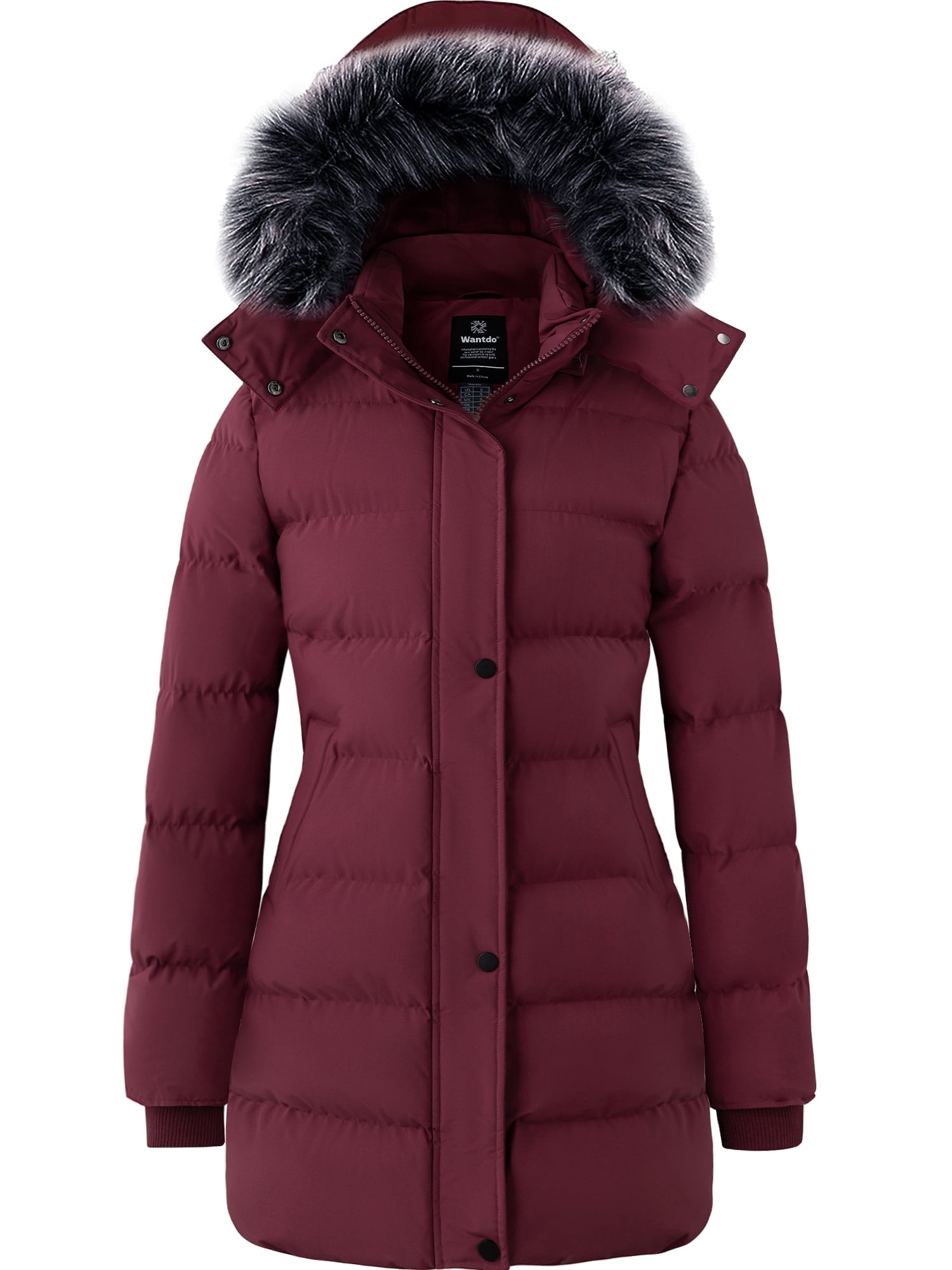 Wantdo Women's Jacket Recycled Padded Winter Coat Hooded Windbreaker ...