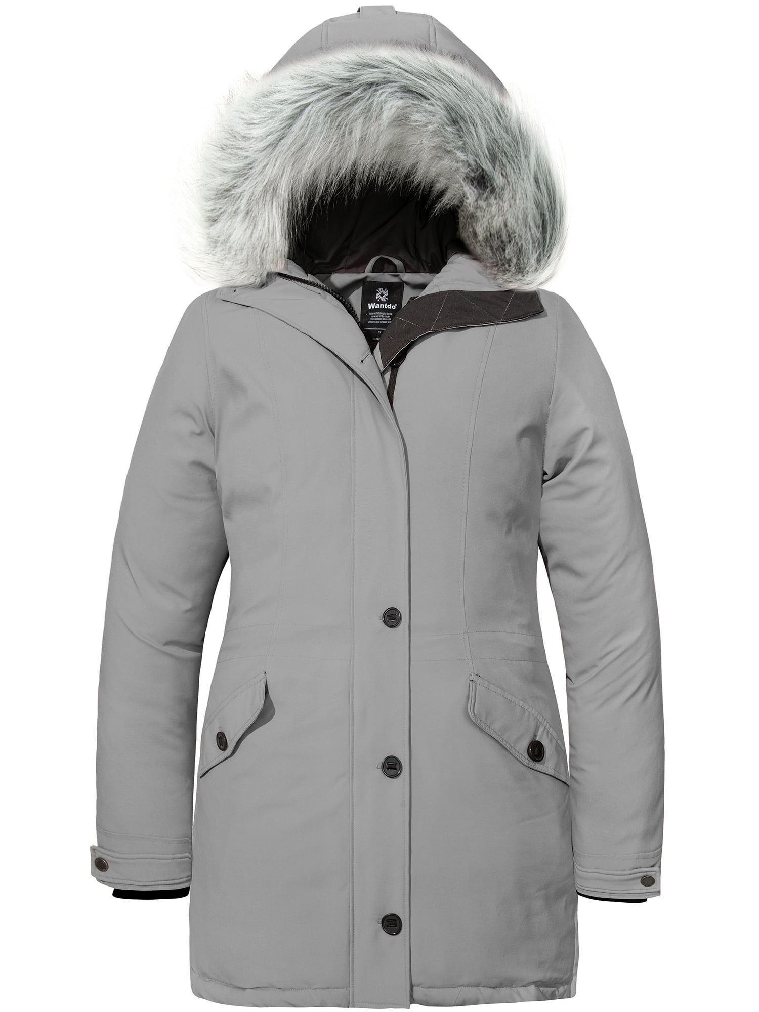 Wantdo Women's Plus Size Waterproof Winter Parka with Faux Fur Hood ...