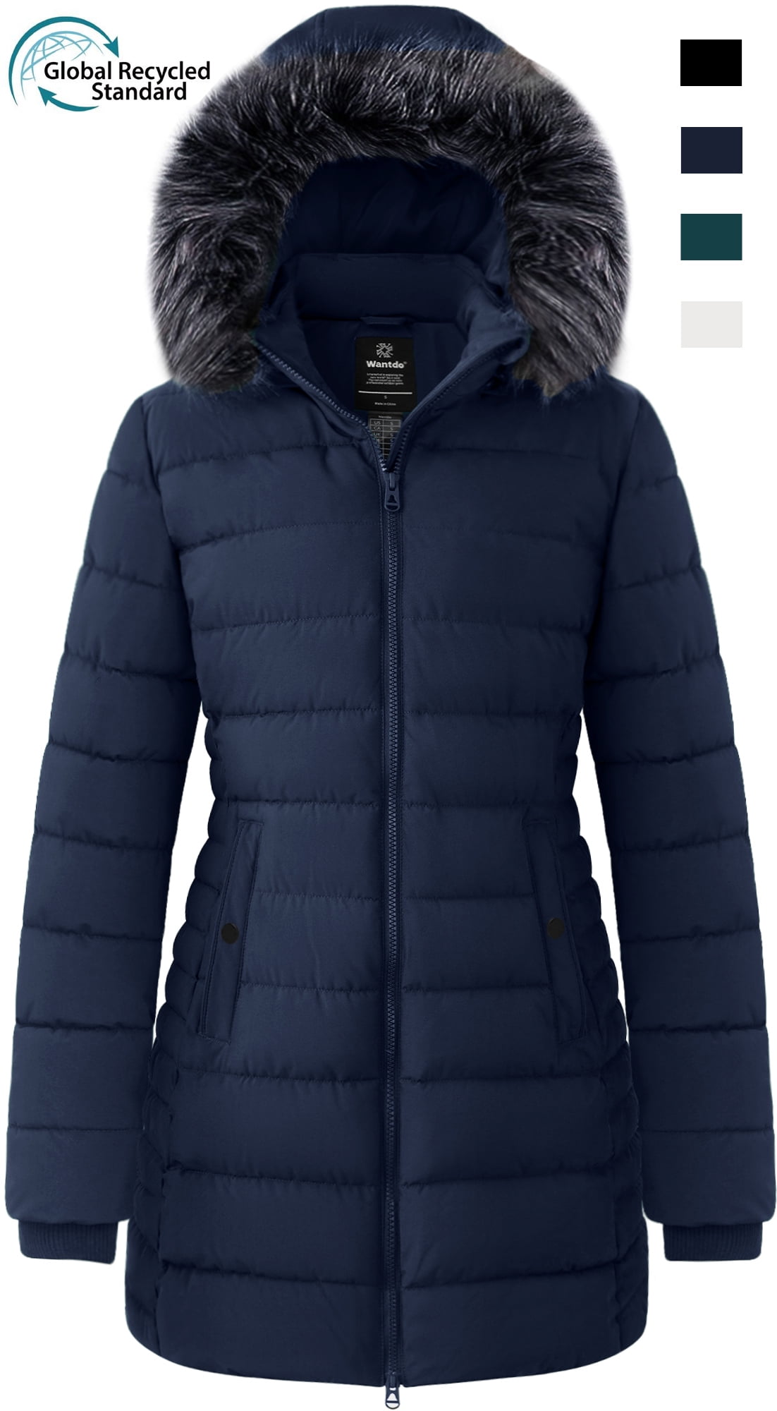 Wantdo Women's Plus Size Jacket Padded Puffer Jacket Waterproof Hooded ...
