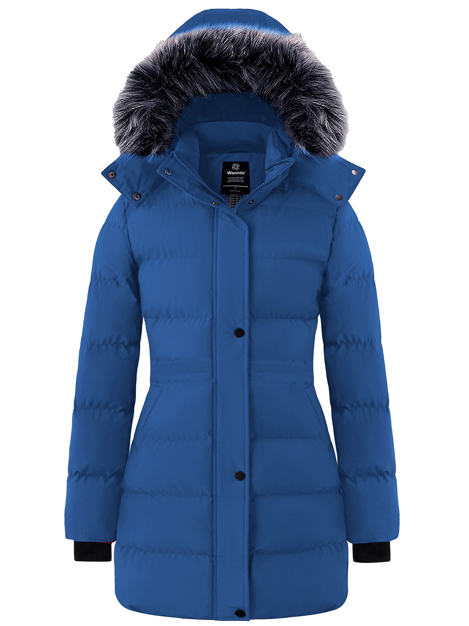 Wantdo Women's Windproof Puffer Jacket with Hood, XL, Long Winter Coats ...