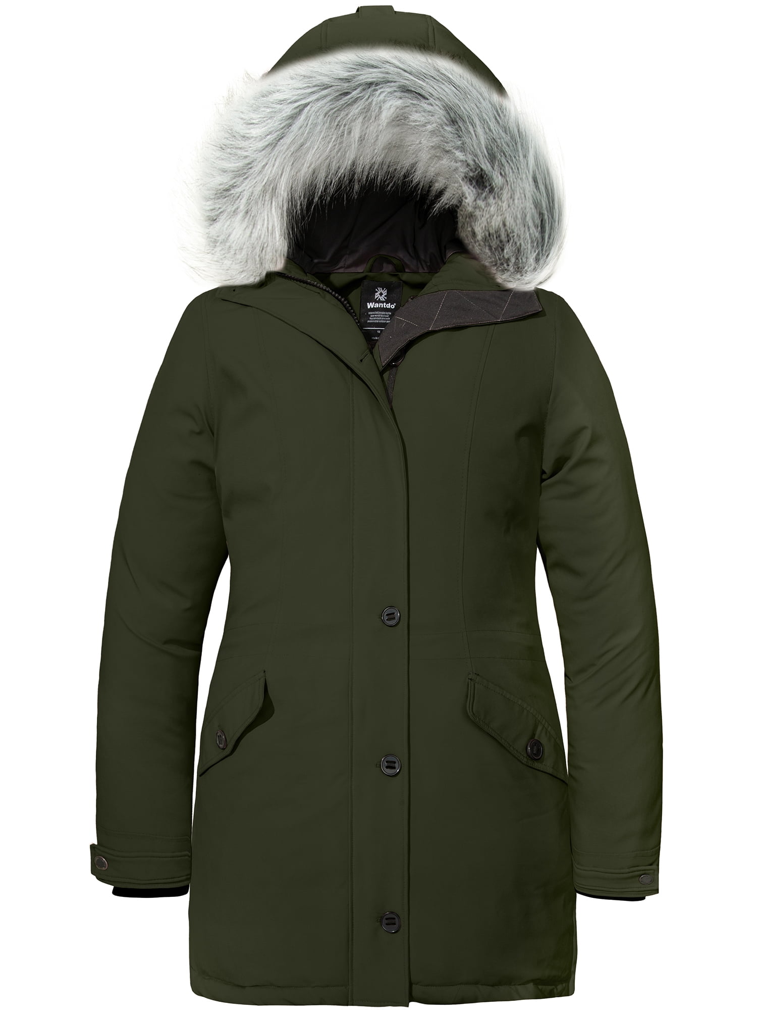 Wantdo Women's Plus Size Long Winter Coat with Hood Quilted Warm Parka ...