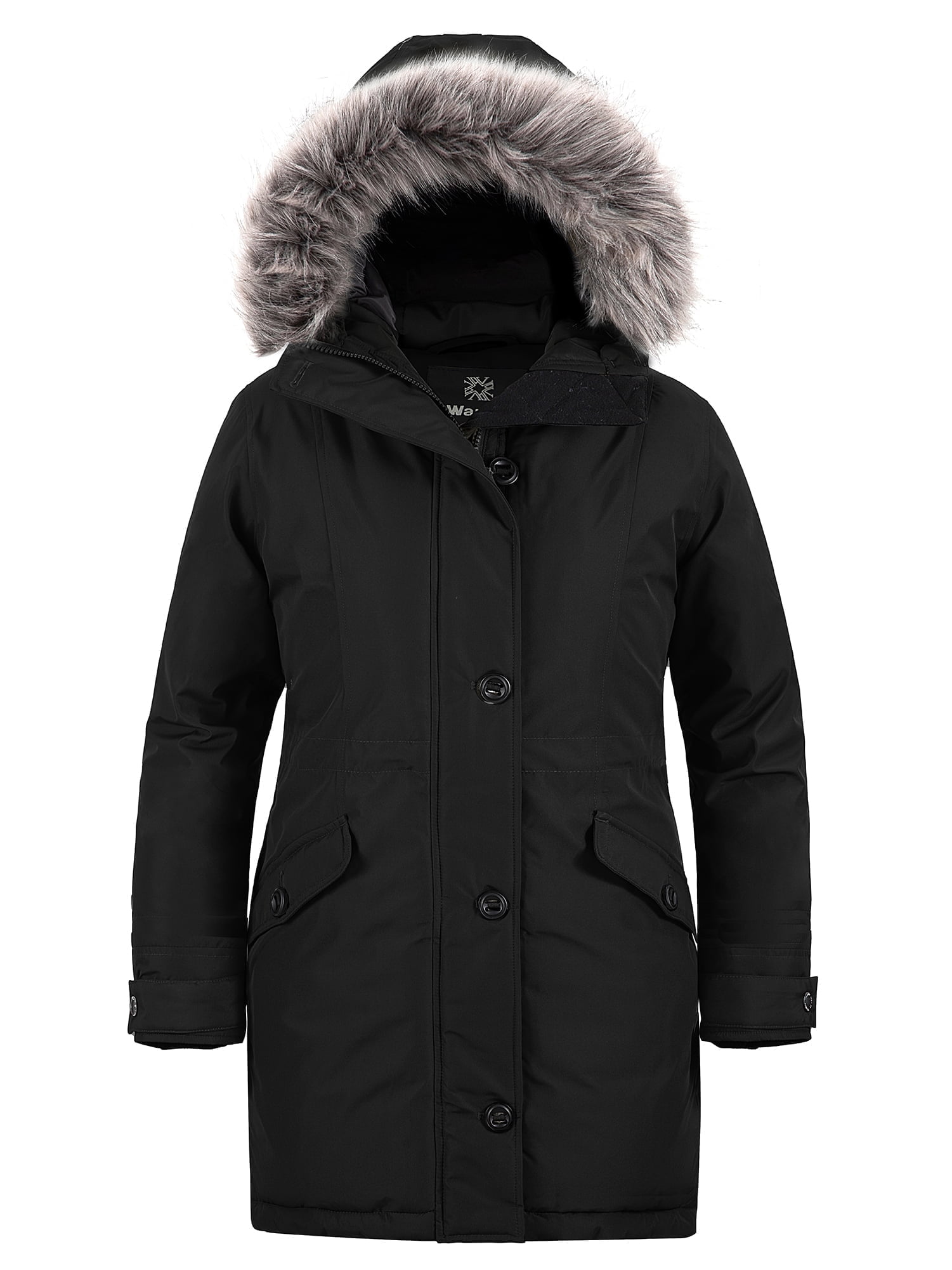 Wantdo Women's Plus Size Winter Puffer Coat with Faux Fur Lined Hood ...
