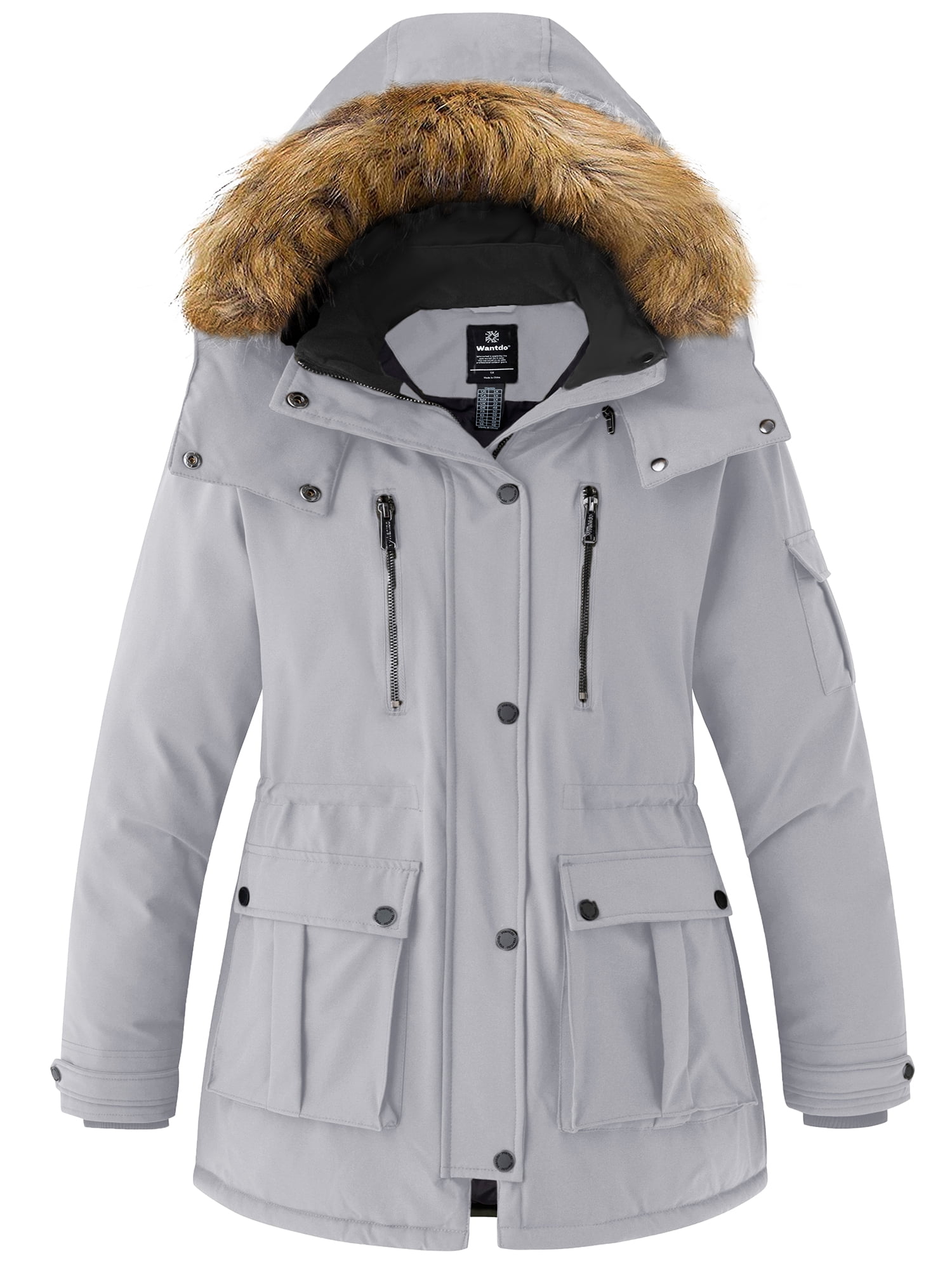 Wantdo Women's Plus Size Warm Winter Puffer Jacket with Removable Hood ...