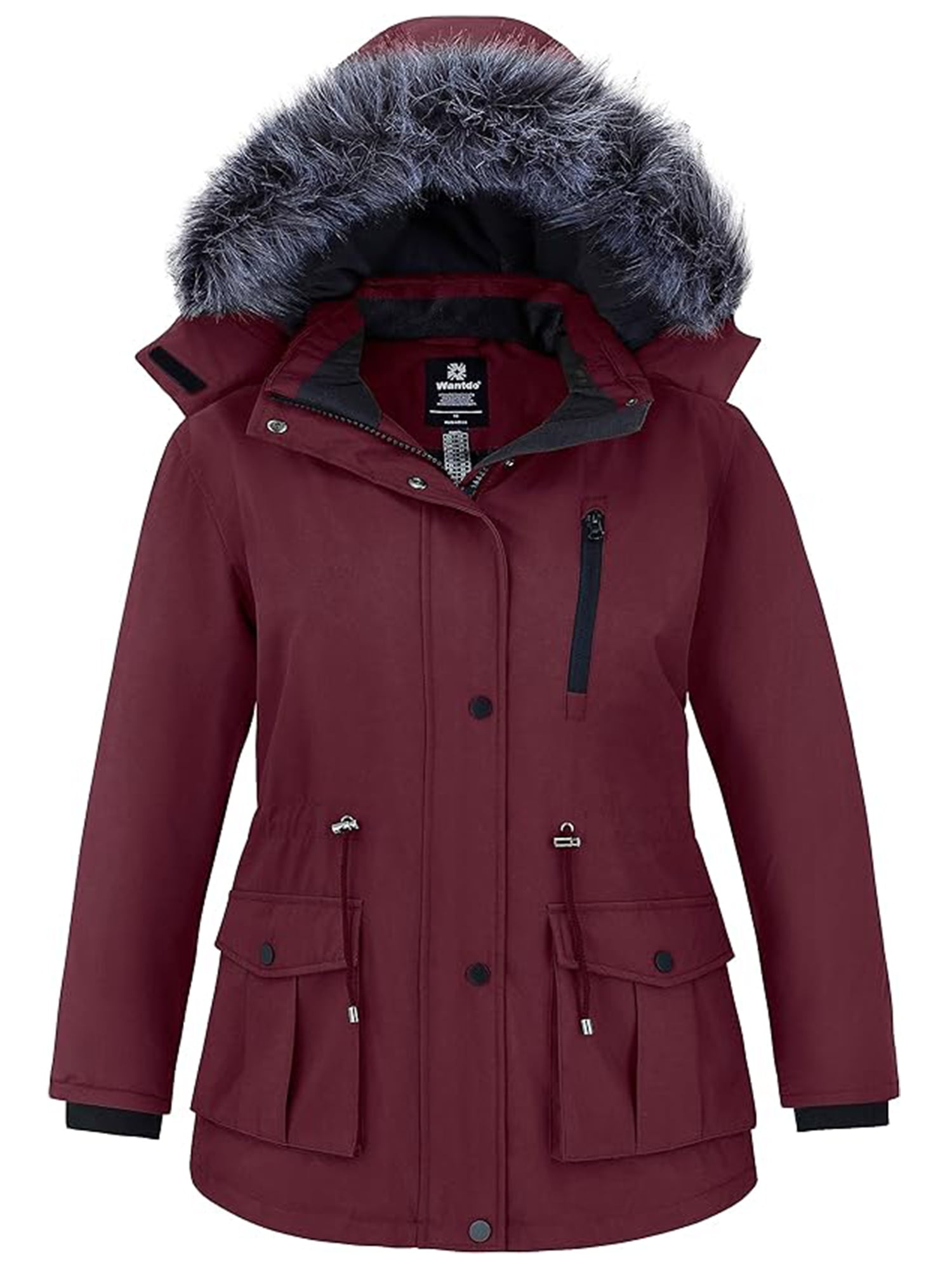 wantdo Women's Plus Size Puffer Coat Windproof Winter Coat Thickened ...