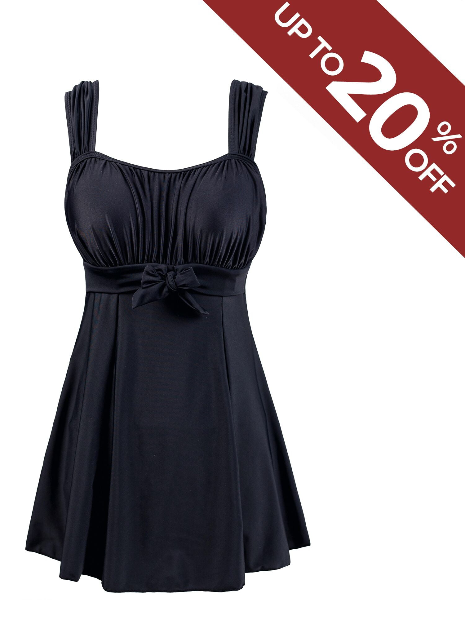 Wantdo Women's Plus Size Swim Dresses One Piece Swimwear Tummy Control ...