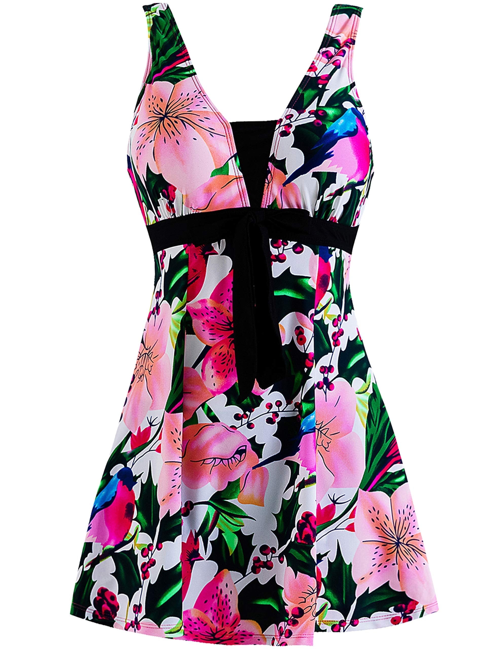 Wantdo Women's Plus Size Swim Suits One-Piece Swimdress Swimsuits Tummy ...