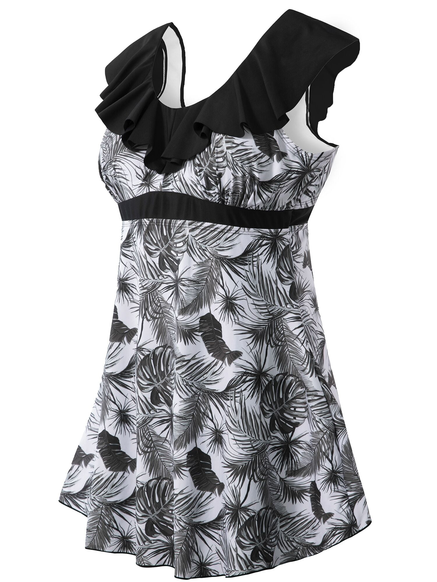 Wantdo Women's Plus Size Swimsuit Ruffle Swim Dress swimweard Recycled ...