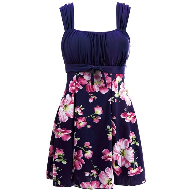 Wantdo Women's Modest Full Coverage Swimwear, Plus Size Ruffled Swim ...