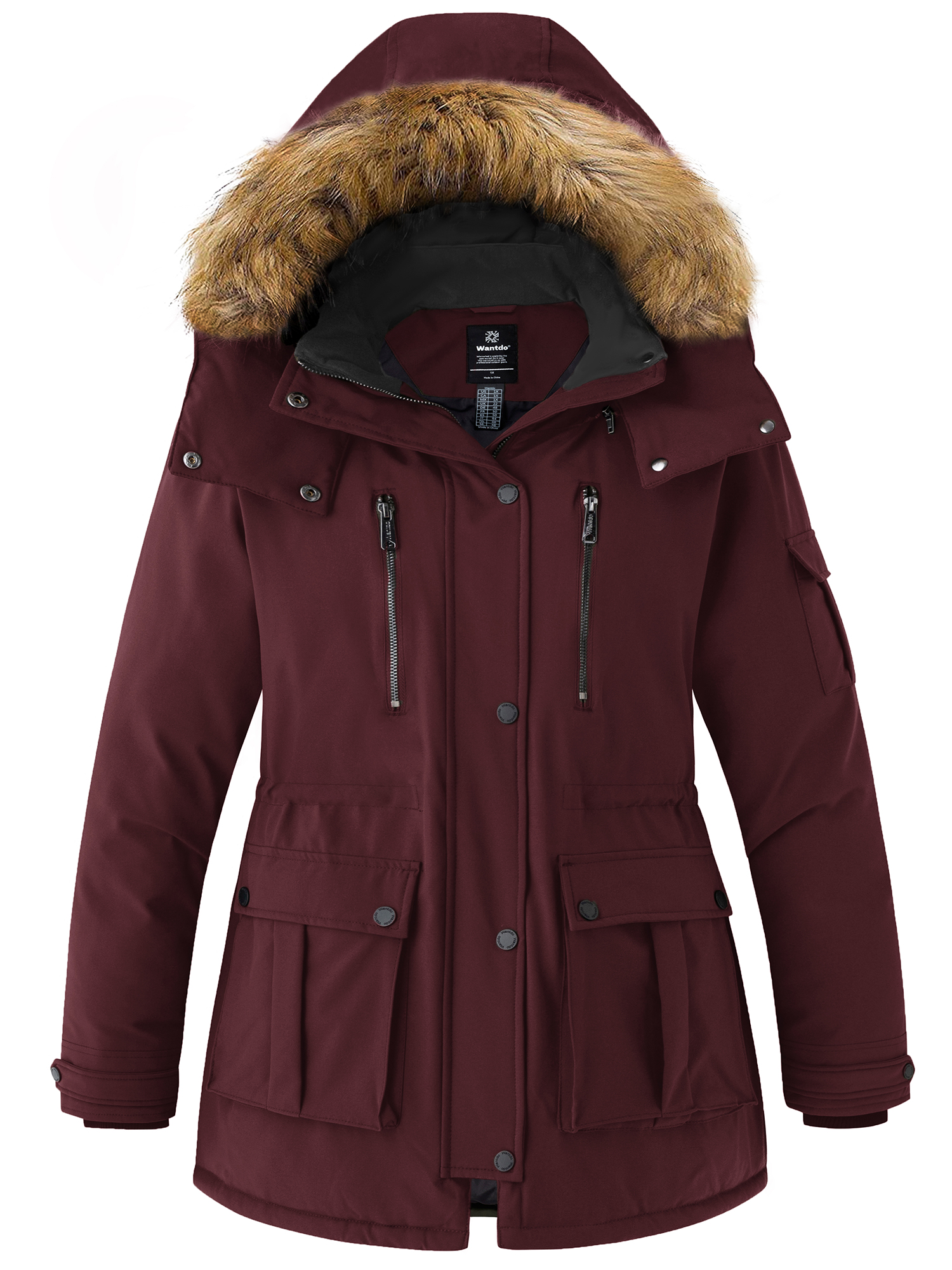 Wantdo Women's Plus Size Mid Length Winter Puffer Coat Thicken Water ...