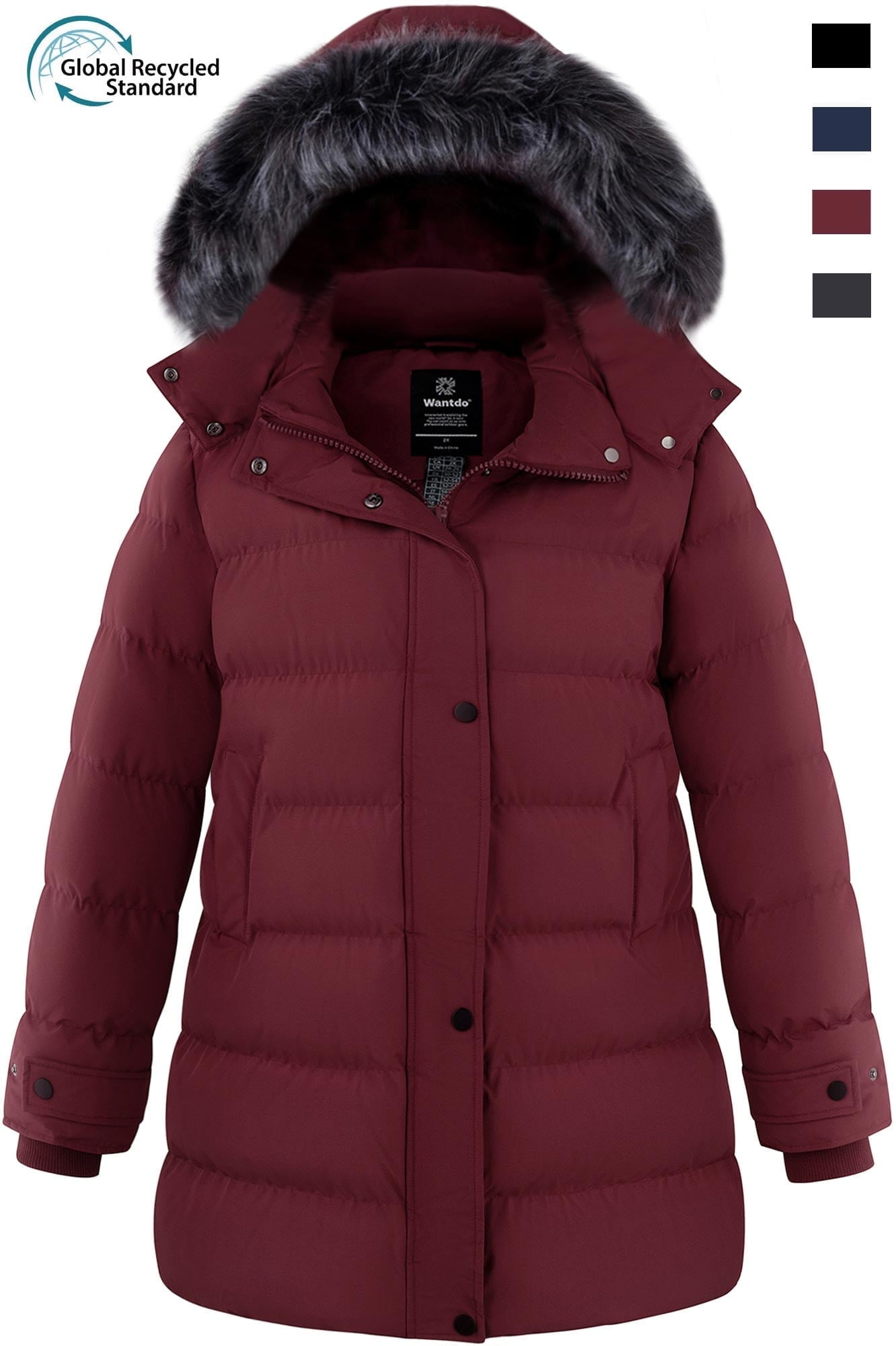 Wantdo Women's Plus Size Winter Jacket Quilted Winter Coat Windproof ...