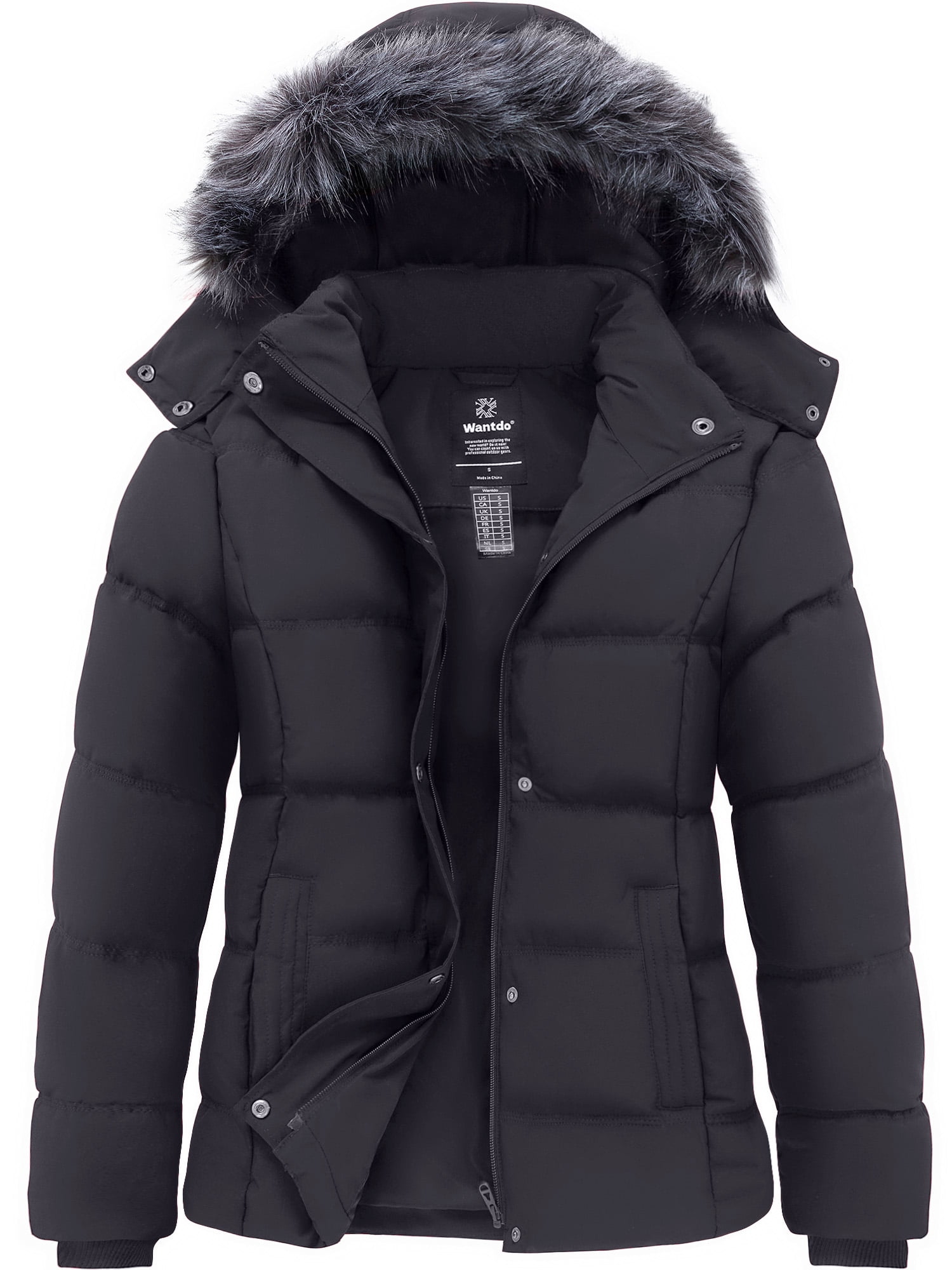 Wantdo Women's Puffer Coats Waterproof Winter Jacket Quilted Zip-up ...