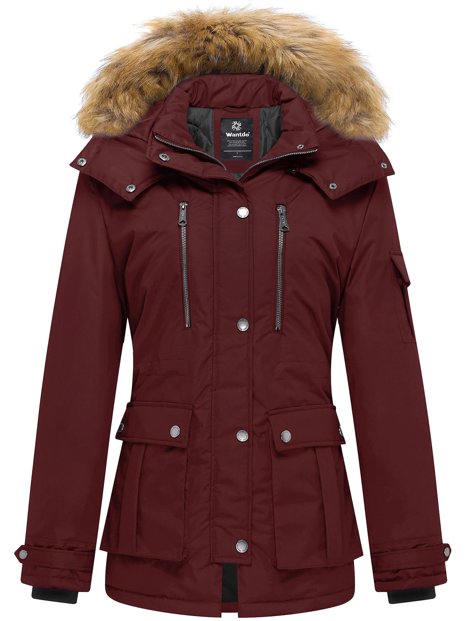 Wantdo Women's Insulated Puffer Jacket, Quilted Winter Coat, Wine Red ...