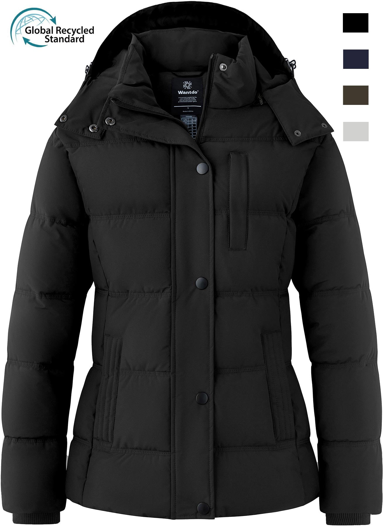 Wantdo Women's Puffer Jacket Warm Winter Coat Quilted Winter Jacket ...