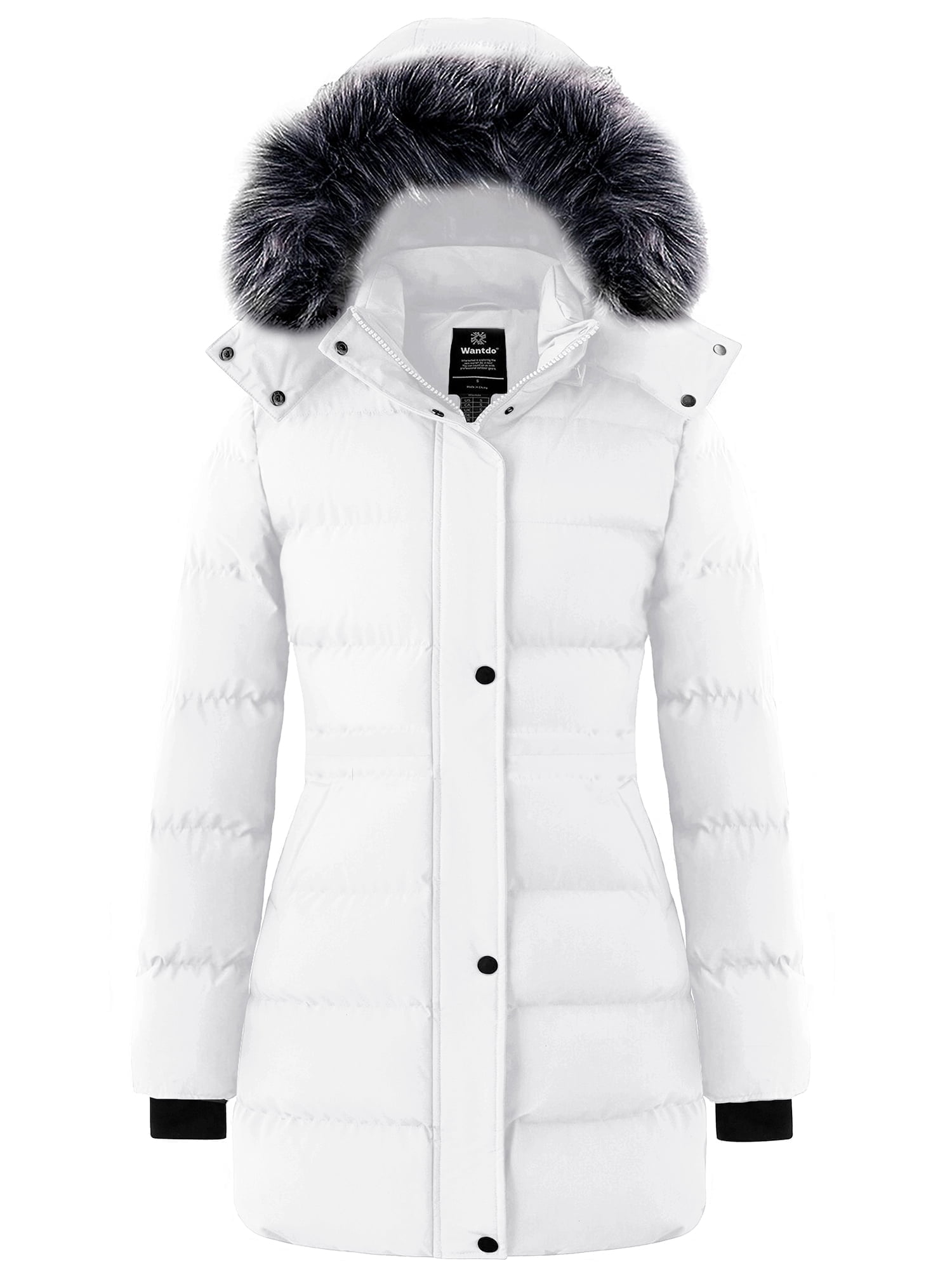 Wantdo Women's Quilted Puffer Jacket, Winter Coat with Detachable Hood ...