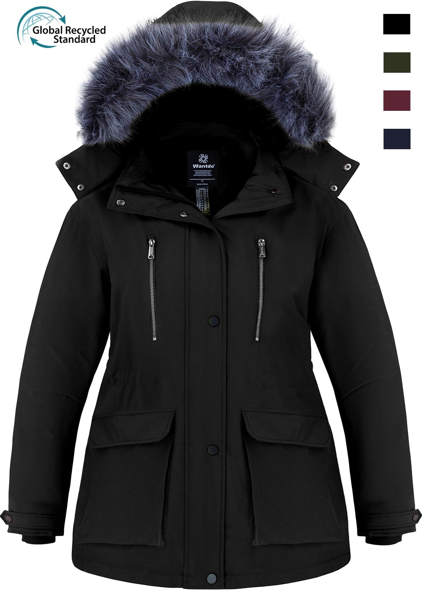 Wantdo Women's Recycled Plus Size Winter Coat Quilted Waterproof Winter ...