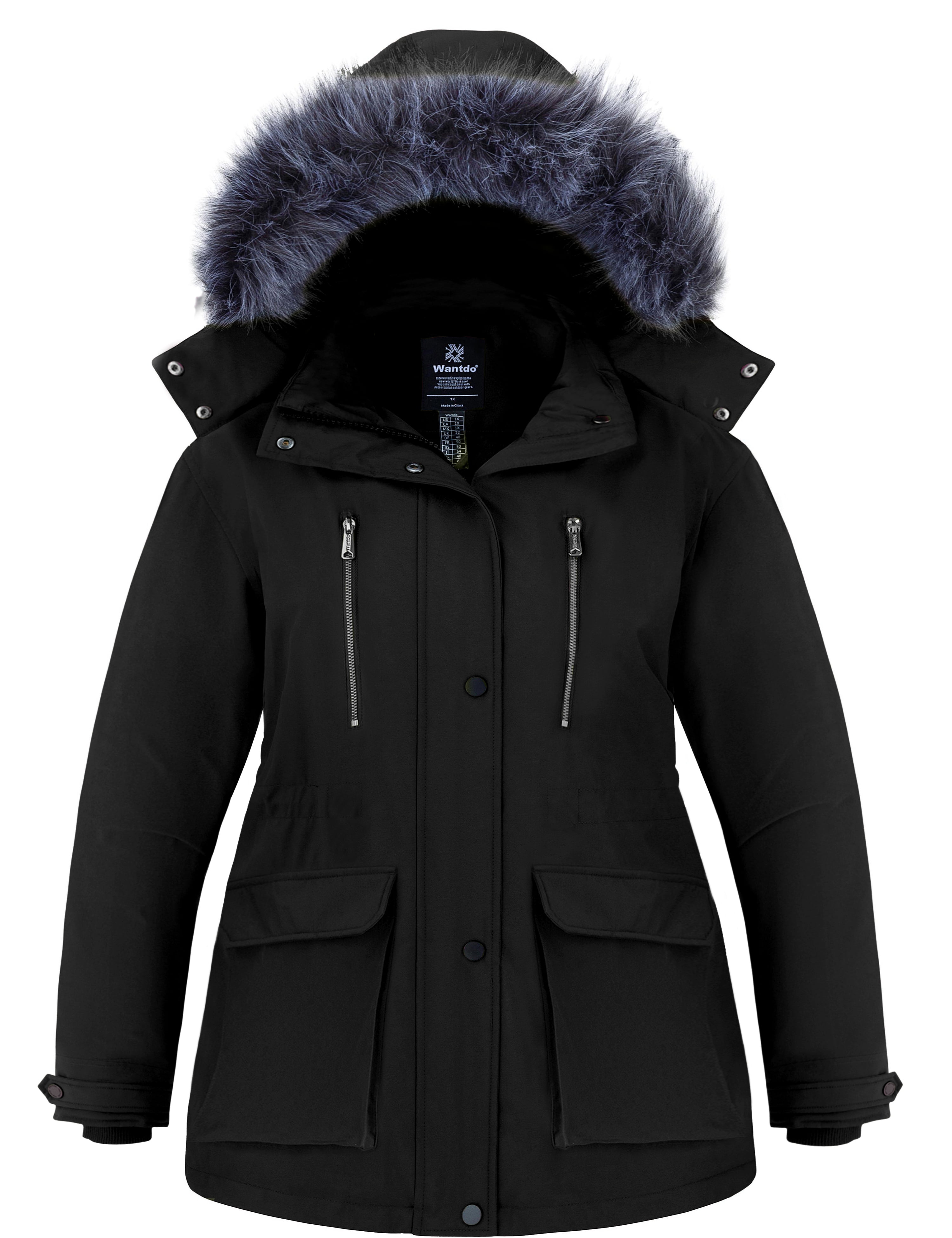 Wantdo Women's Recycled Plus Size Winter Coat Quilted Waterproof Winter ...