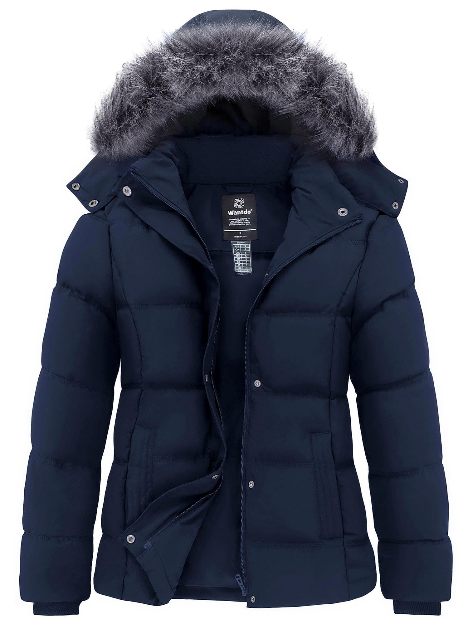 Wantdo Women's Recycled Recycled Winter Coat Recycled Short Warm Cotton ...