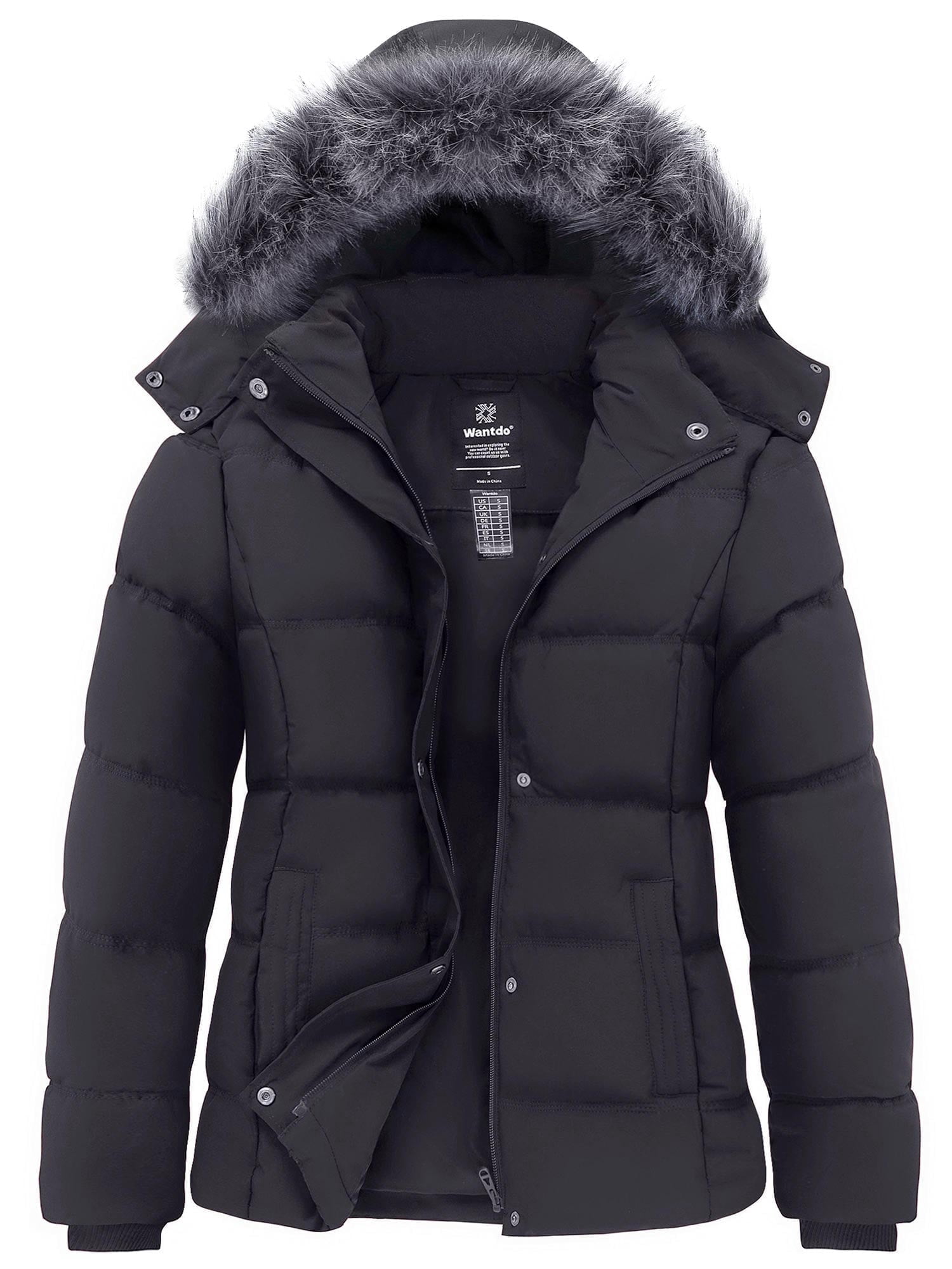 Wantdo Women's Recycled Recycled Winter Jackets Quilted Detachable ...