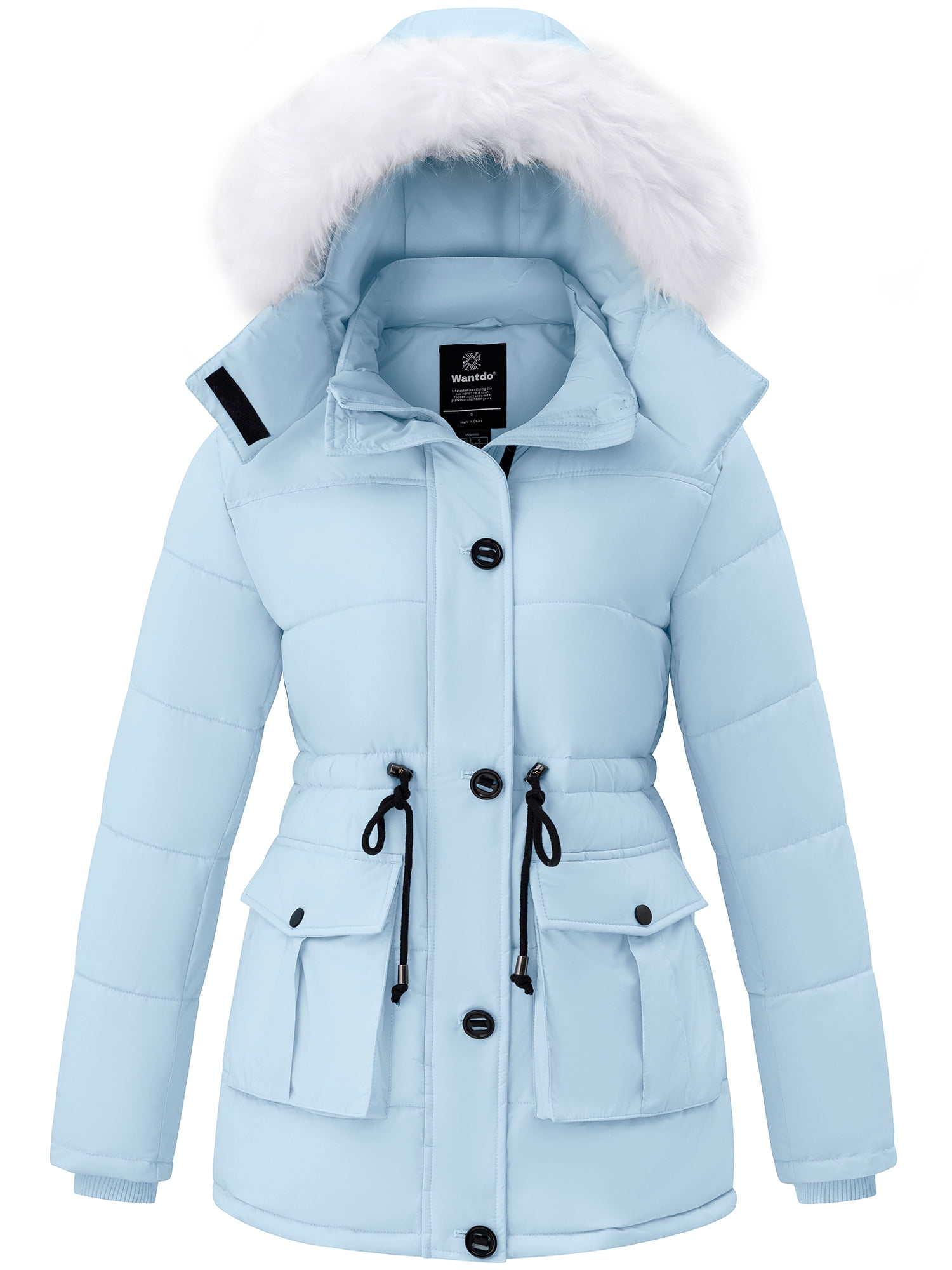 Wantdo Women's Recycled Snow Coat with Detachable Hood & Breathable ...