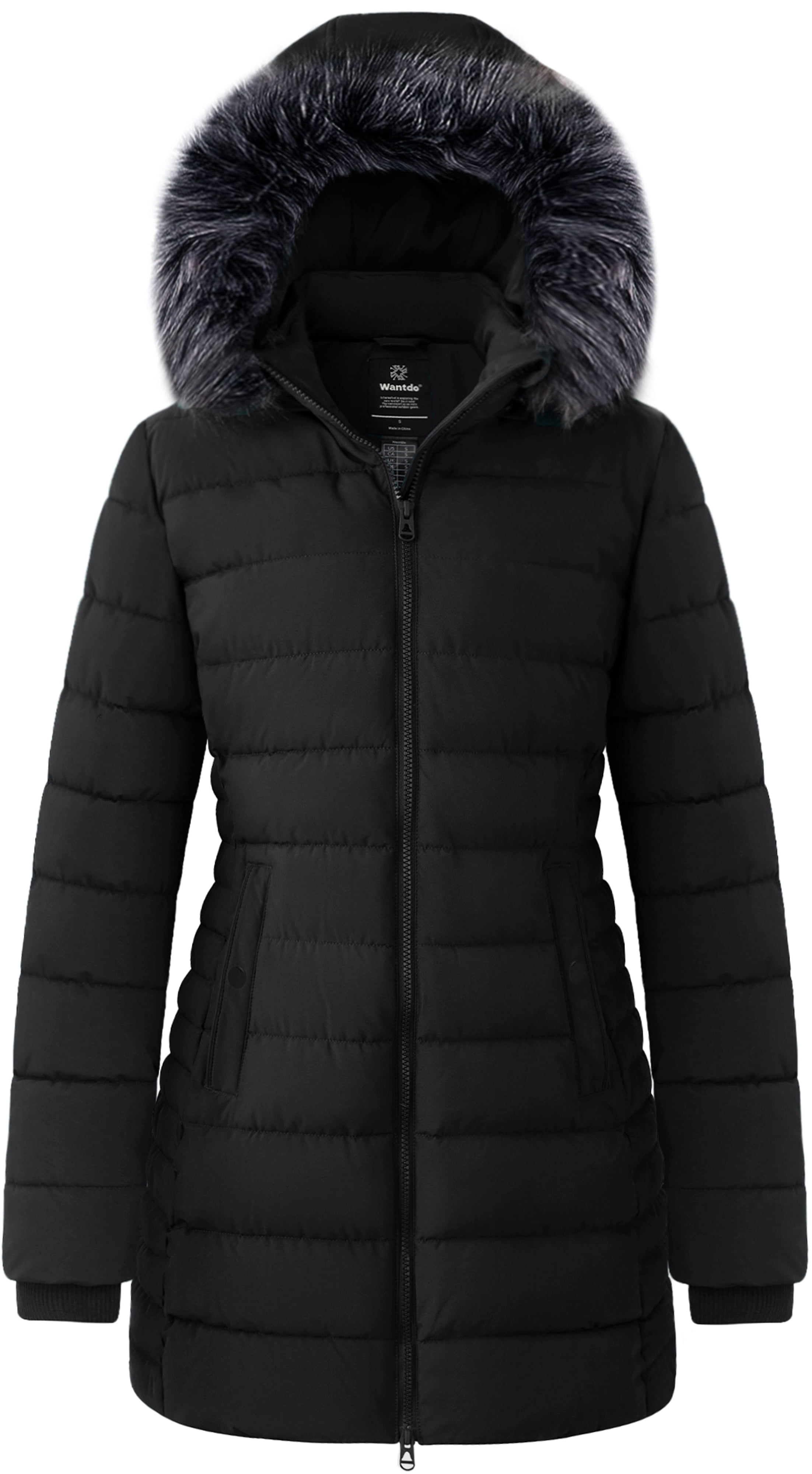 Wantdo Women's Recycled Winter Coat Waterproof Winter Jacket Mid-Length ...