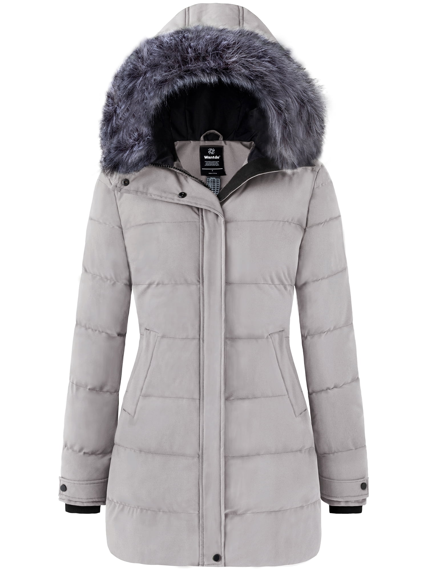 Wantdo Women's Winter Puffer Jacket with Removable Hood, Insulated ...