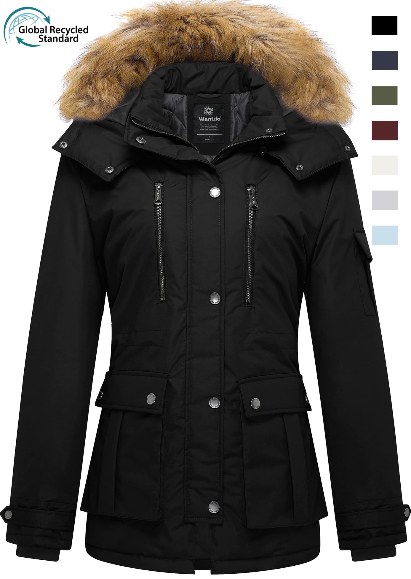 Wantdo Women's Waterproof Quilted Puffer Coat, Warm Winter Parka Jacket ...