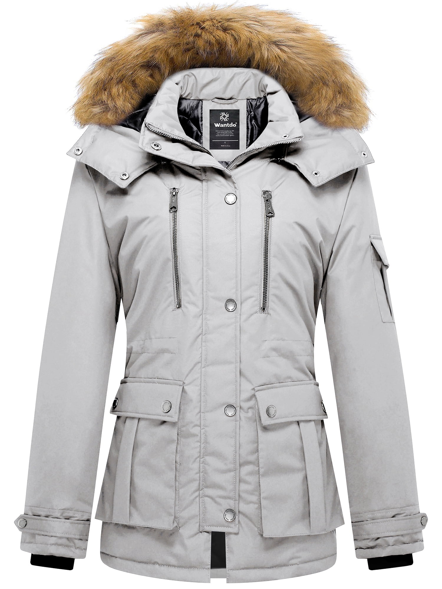 Wantdo Women's Waterproof Puffer Coat, Warm Winter Parka with Removable ...