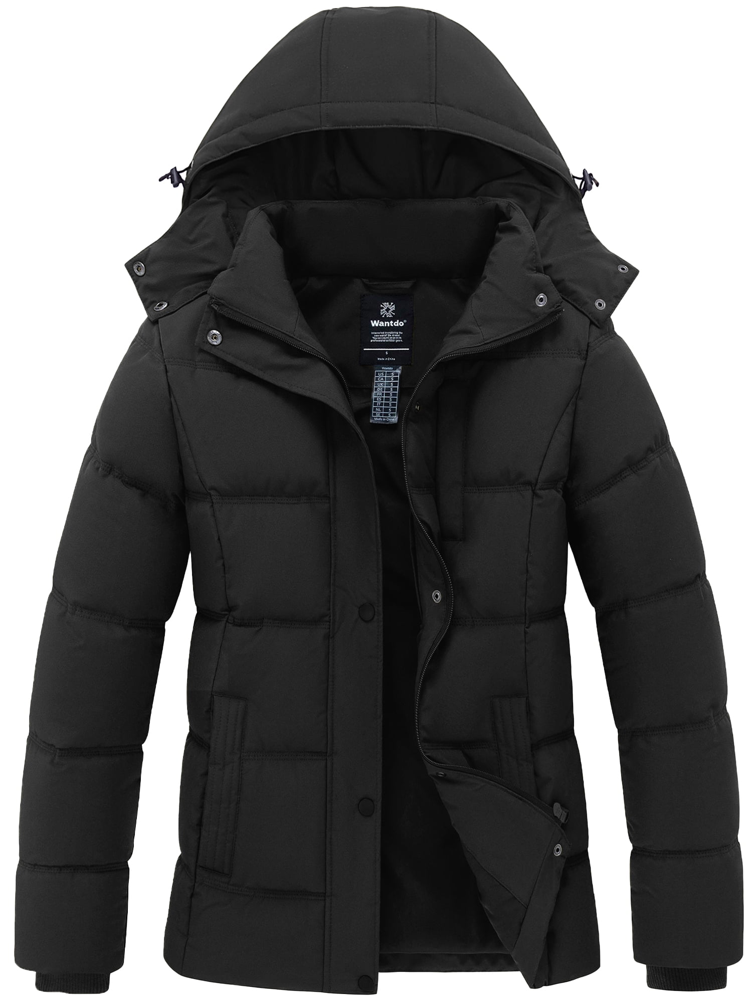 Wantdo Women's Recycled Winter Coats Quilted Hooded Winter Jacket ...