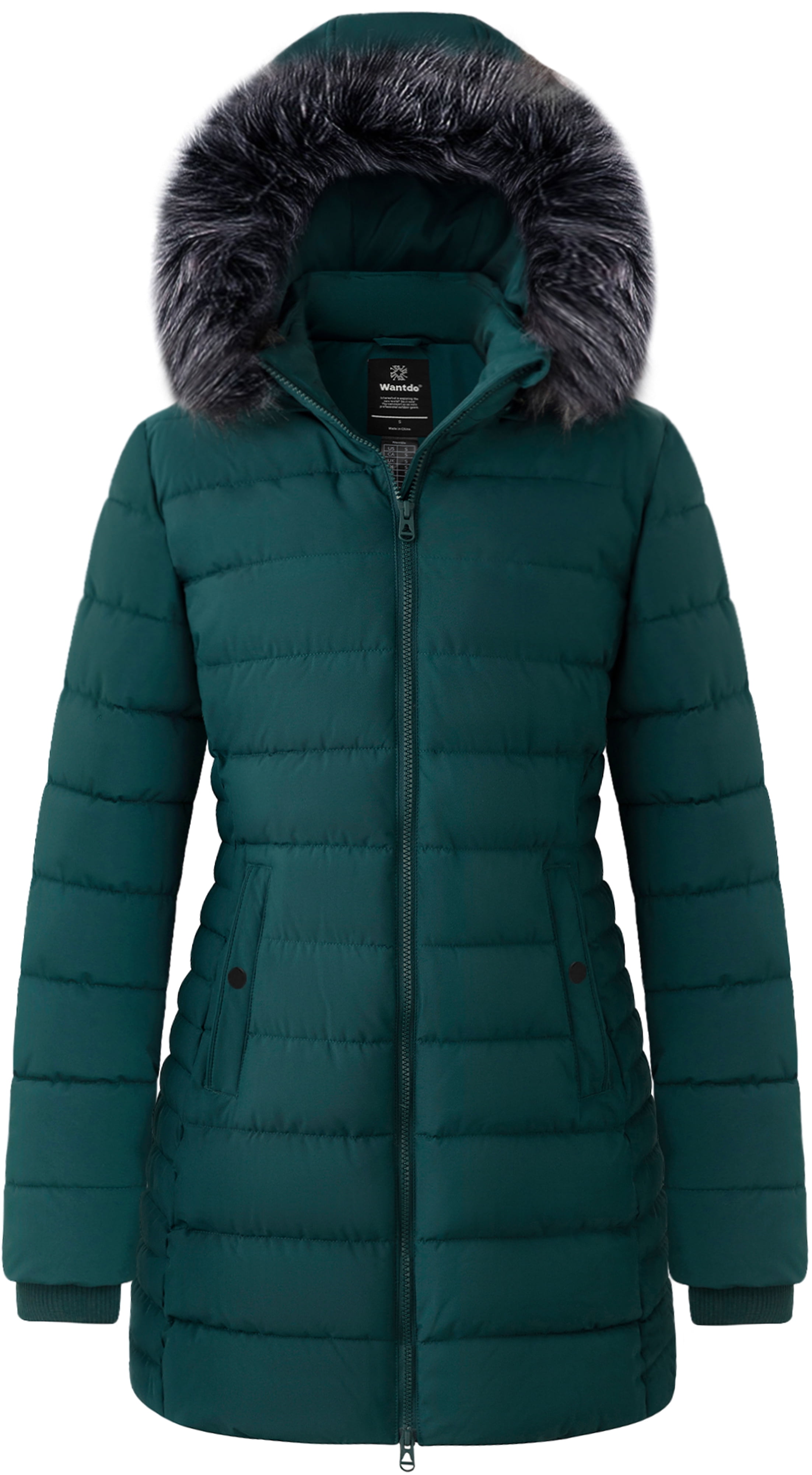 Wantdo Women's Winter Jacket Mid-Length Winter Coat Hooded Puffer ...