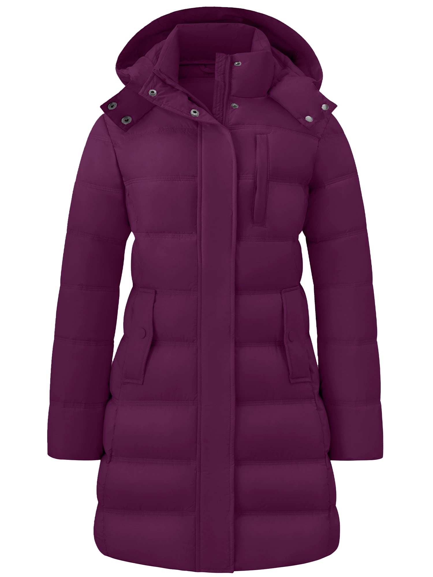 Wantdo Women's Mid-Length Light Puffer Coat Insulated Windproof Hooded ...