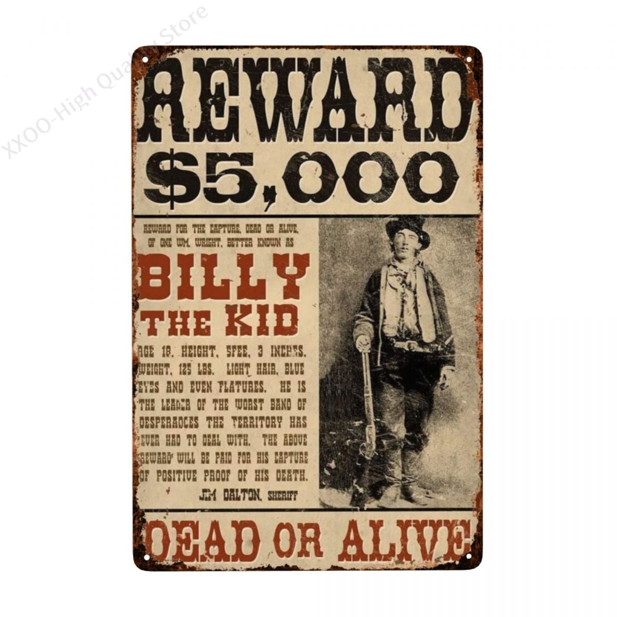 Wanted Billy The Kid Metal Aluminum Sign Wall Art Decor for Living Room ...