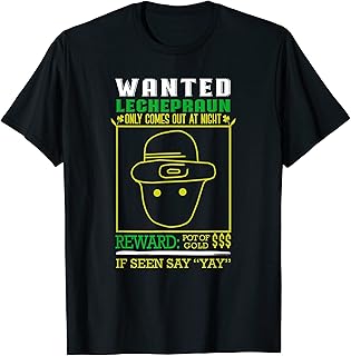 Wanted Leprechaun Gold Reward Tshirt - Pot of Gold Shirt - Walmart.com