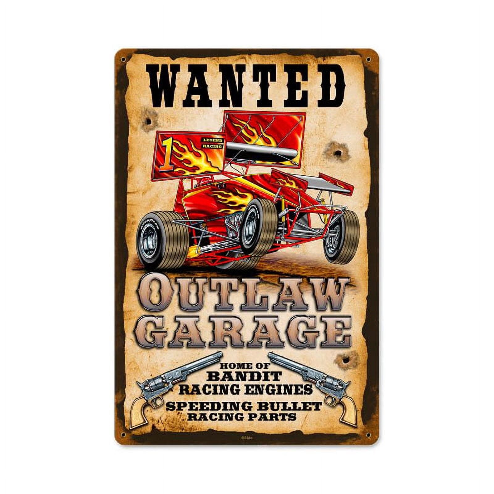 Wanted Outlaw Garage Vintage Sign “Made in the USA with heavy gauge ...