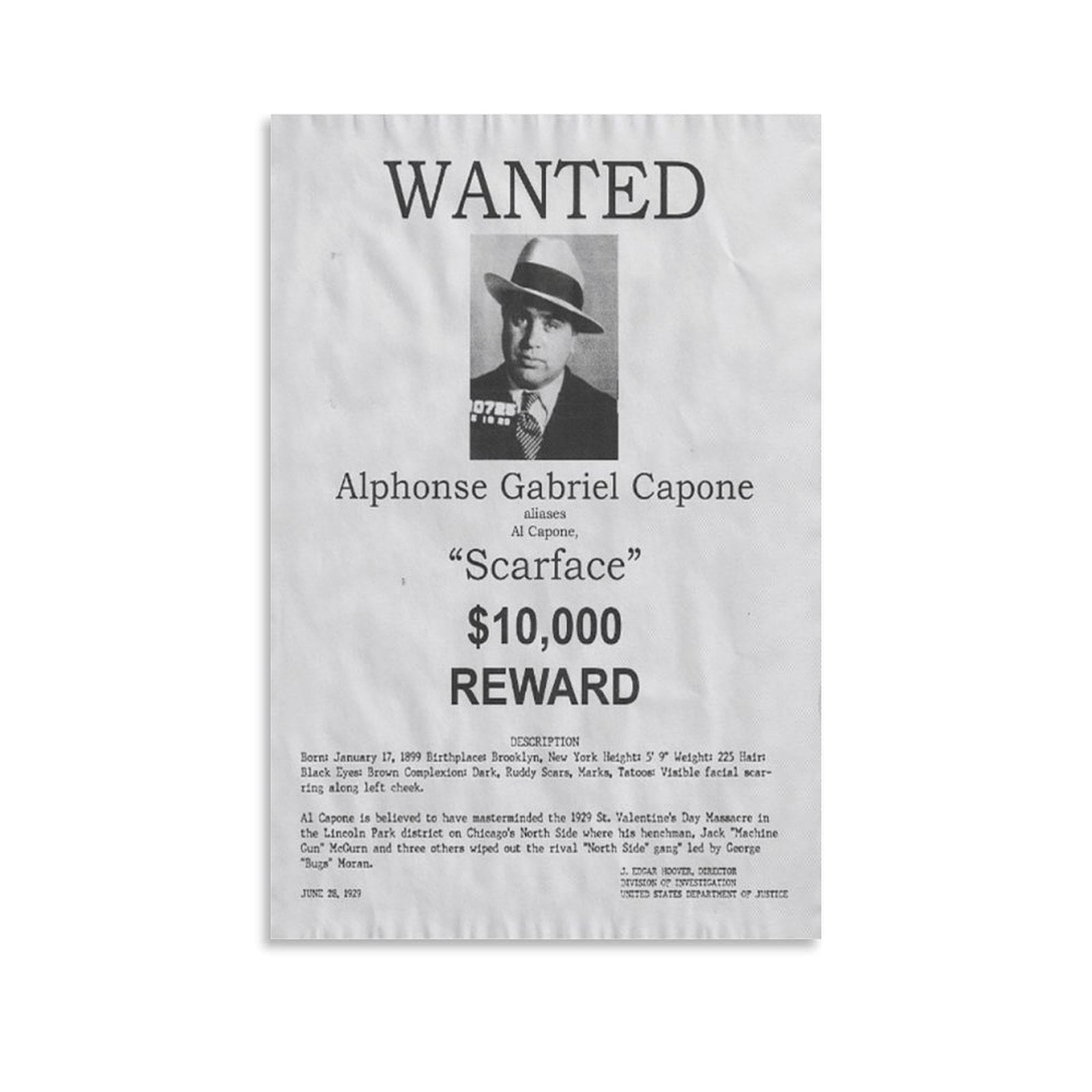 Wanted Poster Al Capone Poster Cool Artworks Painting Wall Art Canvas ...