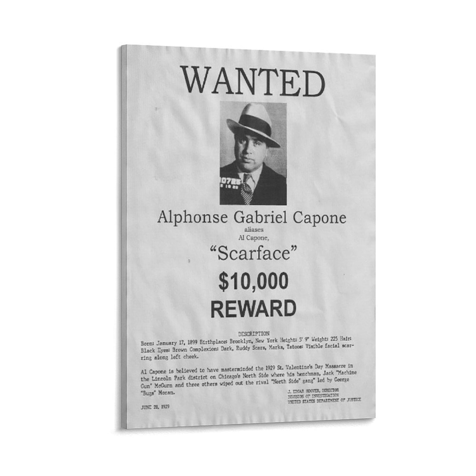 Wanted Poster Al Capone Posters Art Print Wall Photo Paint Poster ...