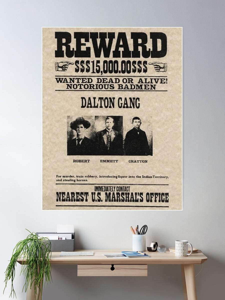 Wanted Poster - Dalton Gang Poster Wall Art, Modern Wall Decor For ...