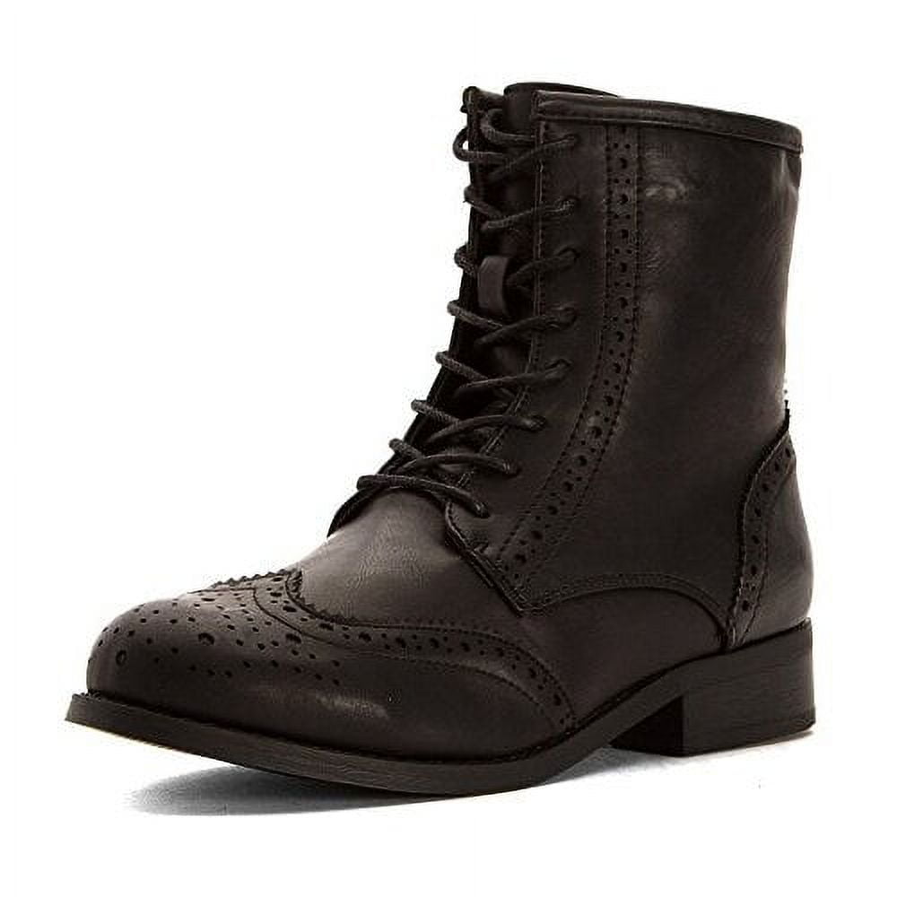 Wanted Rickey Black Perforated Wing-Tip Lace-Up Bootie Combat Millitary ...