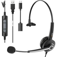 Aluratek Wired USB Stereo Headset with Noise Reducing Boom Mic and In ...