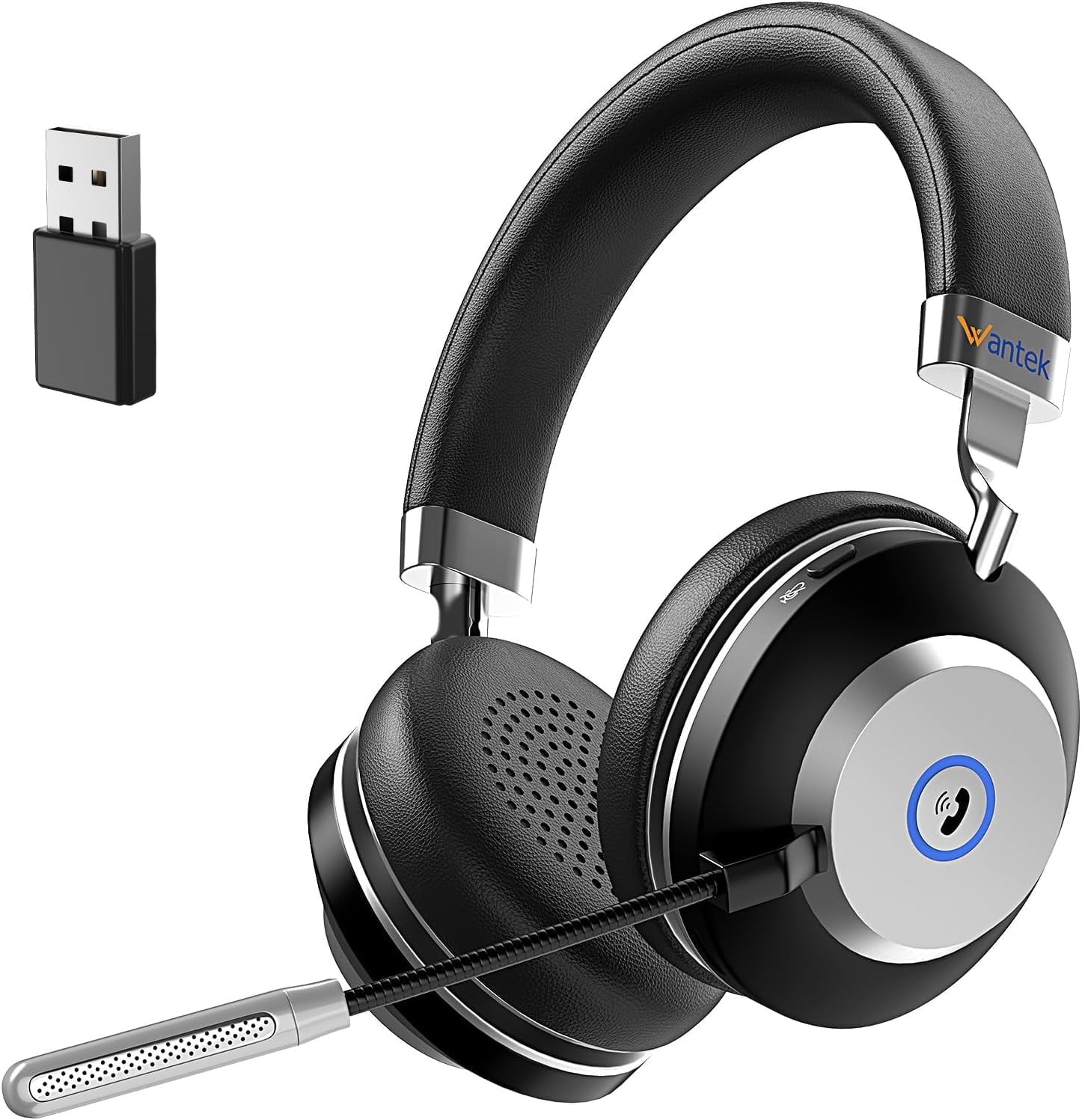 Wantek 882MBT Wireless On-Ear Headset with AI Noise Cancelling Mic, 50H ...