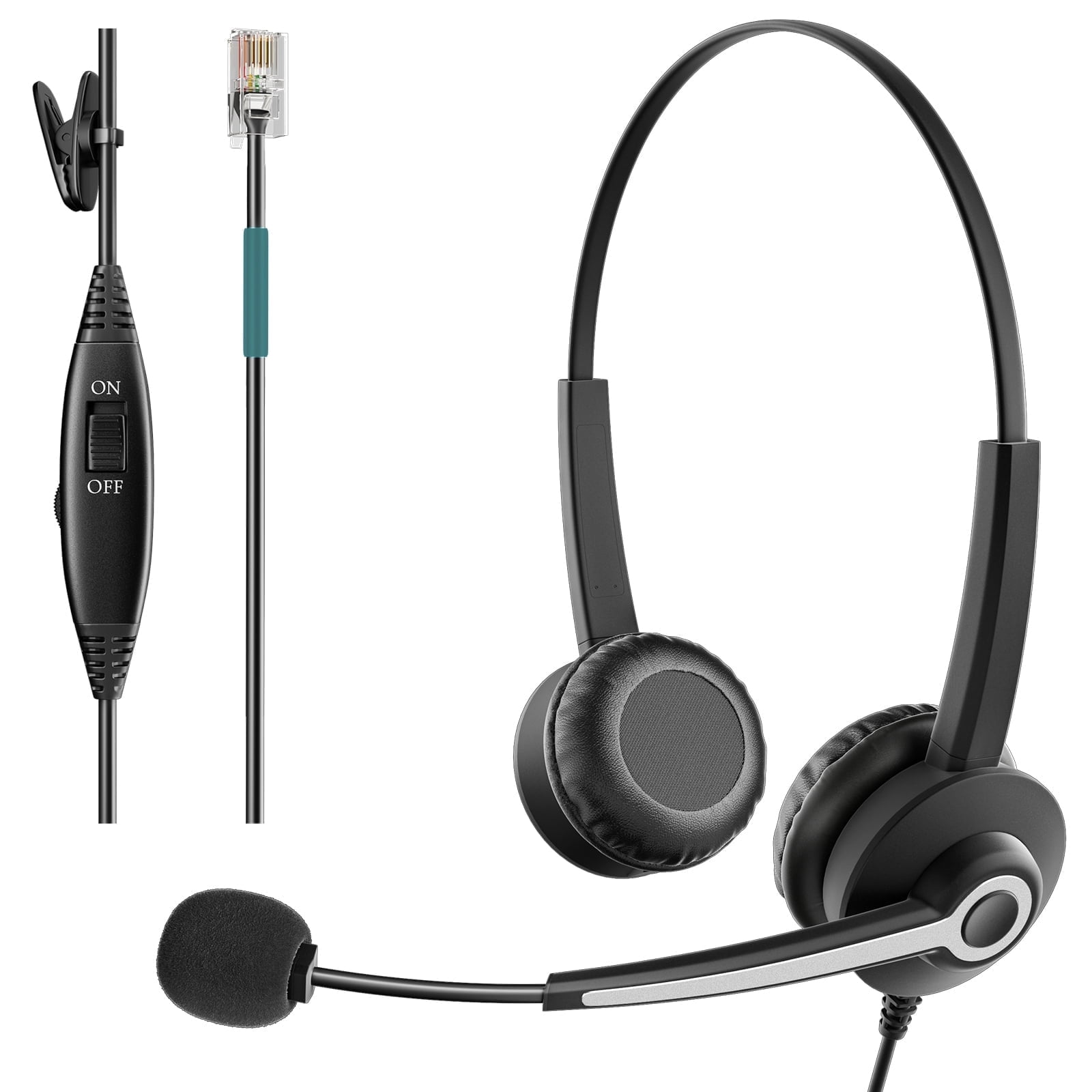 Wantek RJ9 Office Phone Headset with Noise Cancelling Mic, Compatible ...