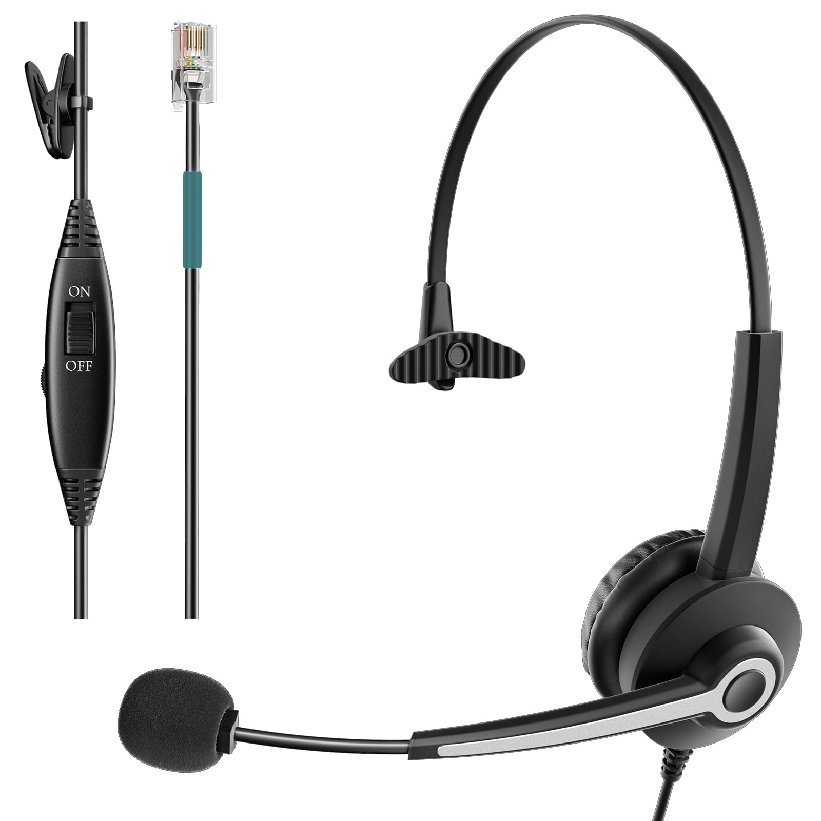 Wantek RJ9 Call Center Headset for Office Phones, Landline Compatible ...