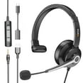 Wantek USB Headset with Microphone for PC,Laptop,3.5mm/USB/Type-C Jack ...