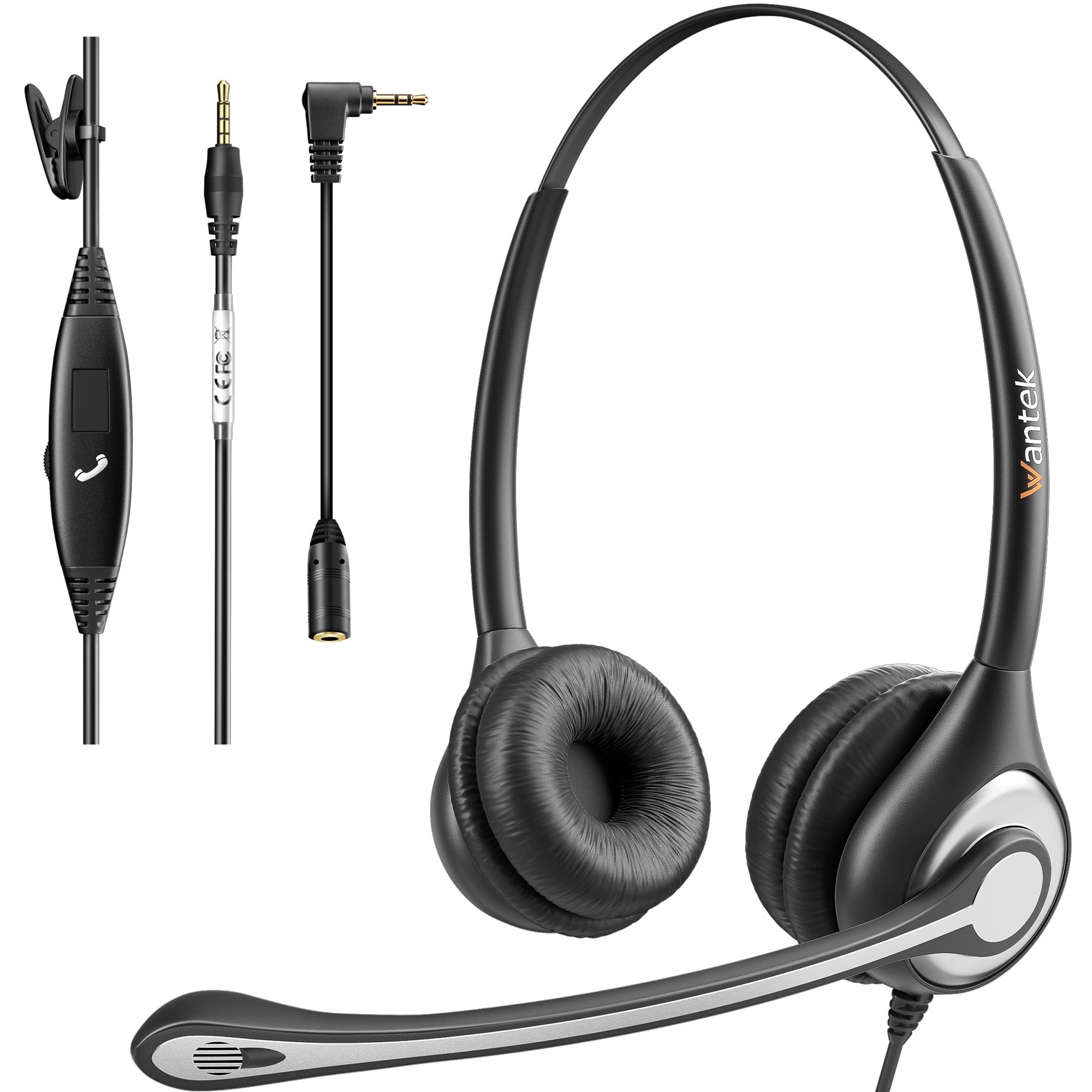 Wantek 3.5mm Wired Headset with Mic, Noise Cancelling for PC, iPhone ...