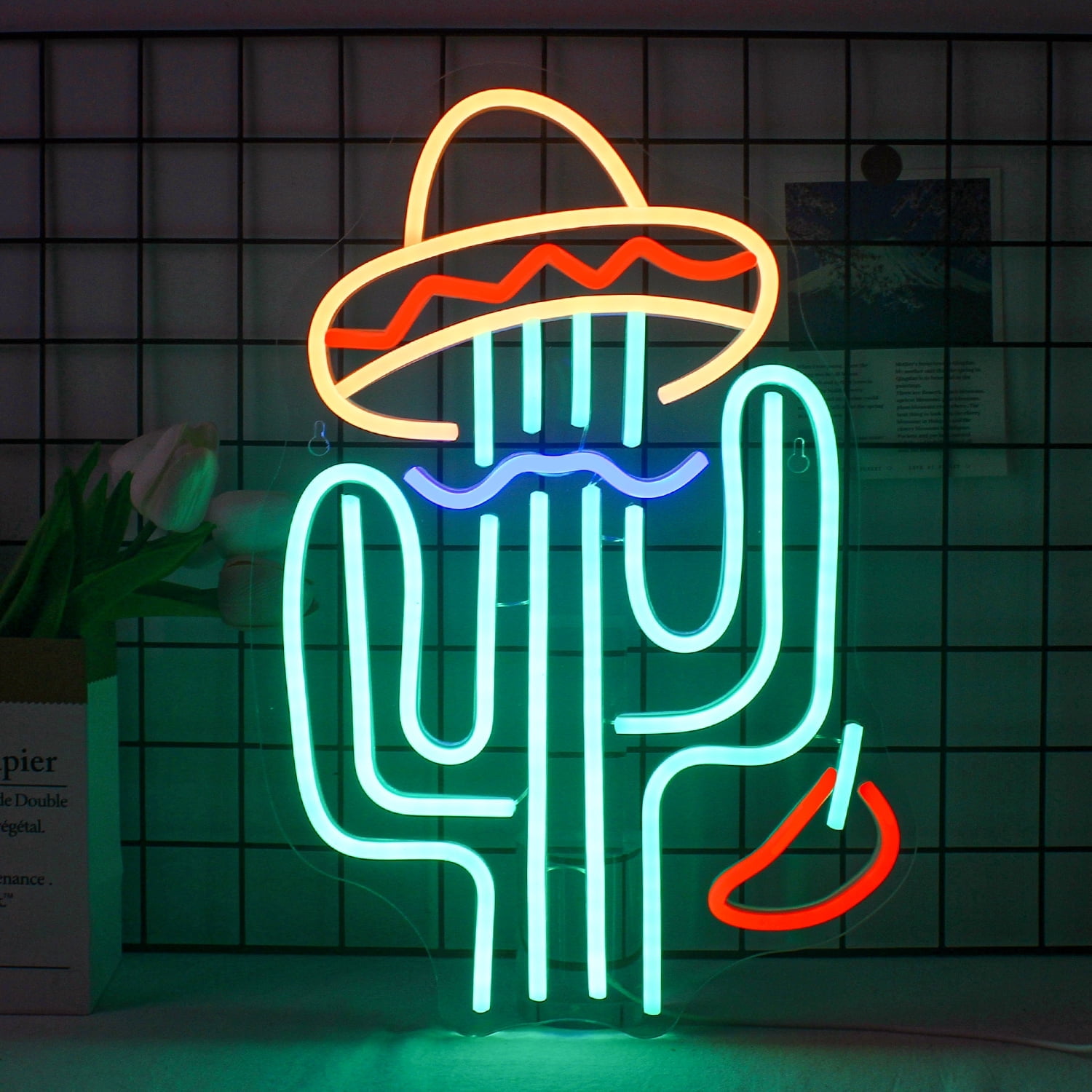 Wanxing Cowboy Cactus LED Neon Signs Wall Hinght Light Personalized ...