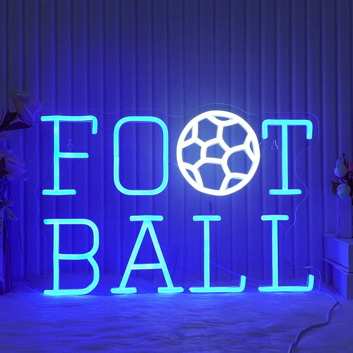 Wanxing Football Font Neon Sign LED Neon Wall Decorative Light USB ...