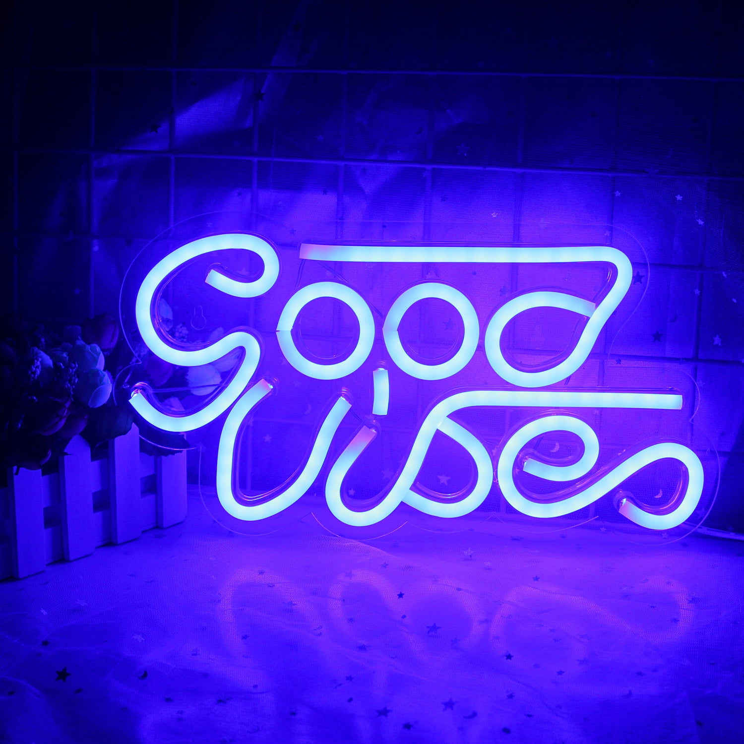 Wanxing Good Vibes LED Neon Light Signs USB Power for Bedroom Home Bar ...