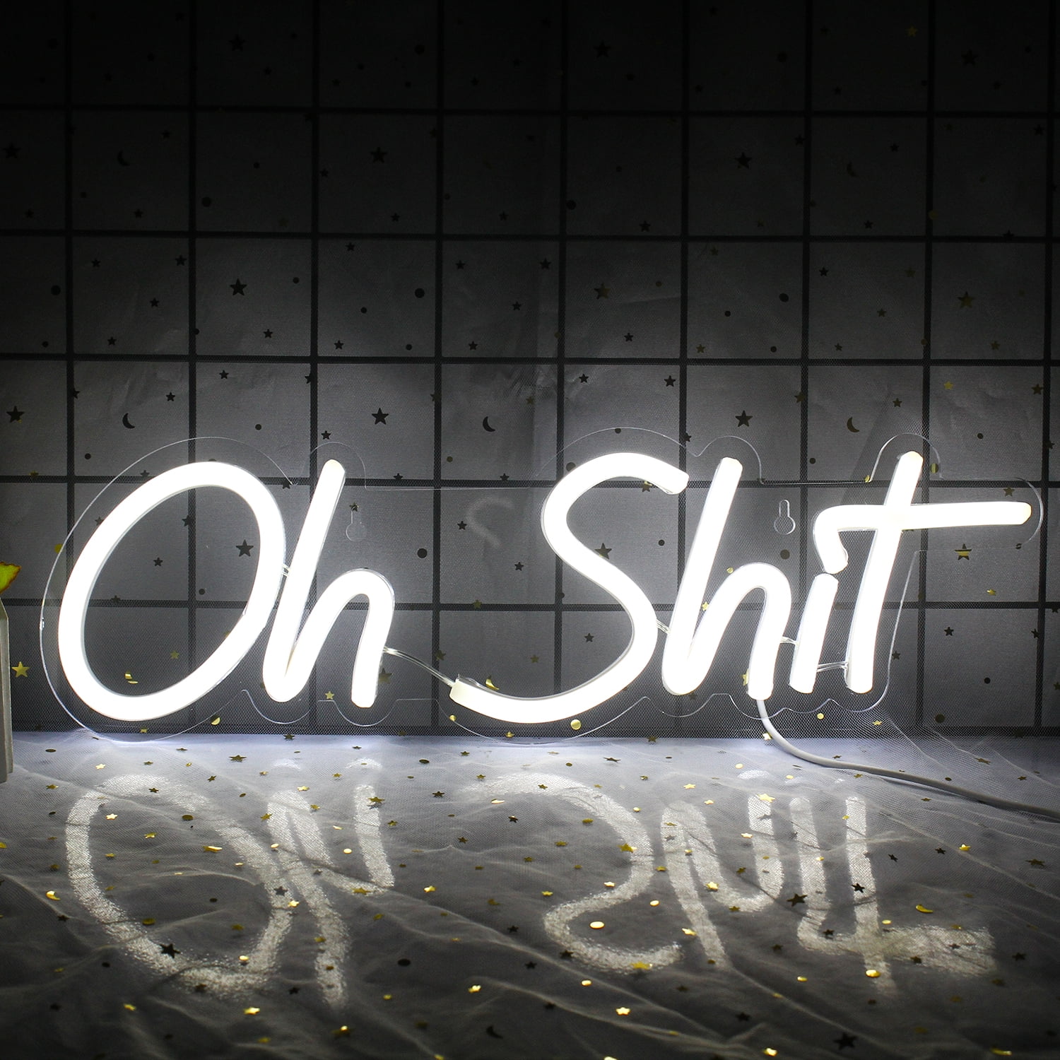 Wanxing Oh Shit Neon Sign White Letter LED Neon Light with USB Power ...